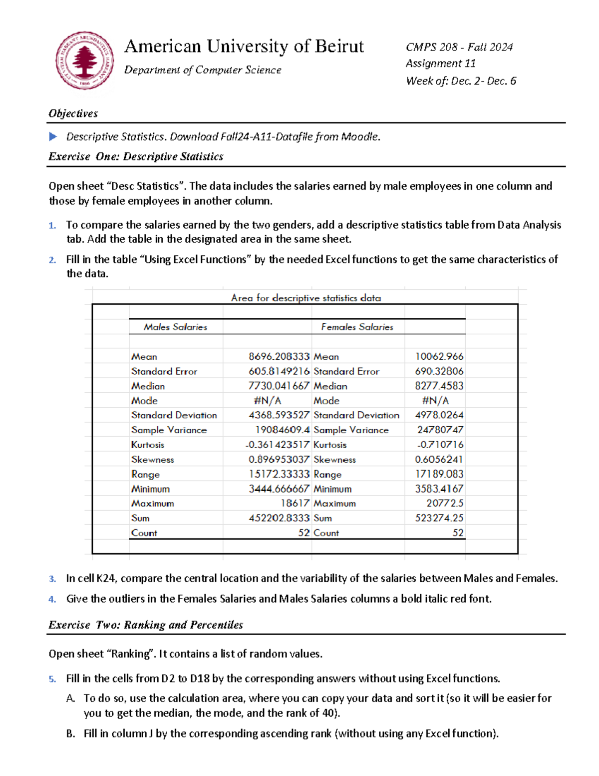 Lab 11 fall 24-25 - American University of Beirut Department of Computer Science CMPS 20 8 ...