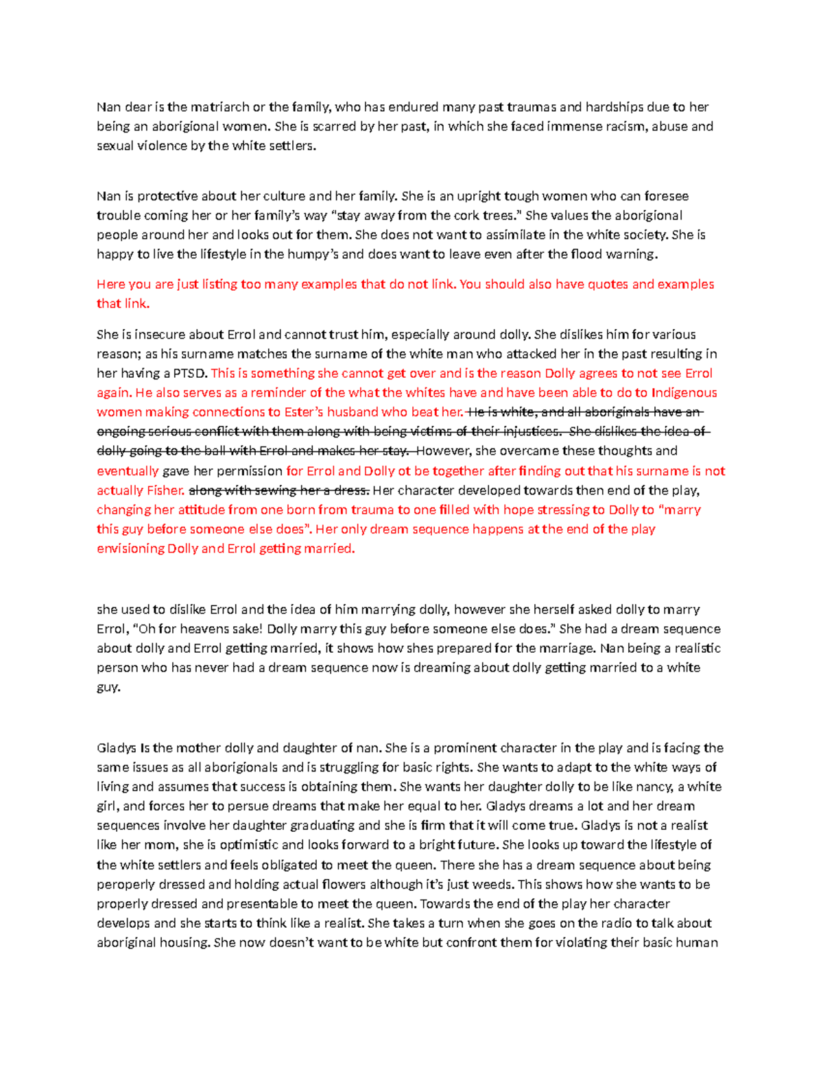 Eal character analysis - Nan dear is the matriarch or the family, who ...