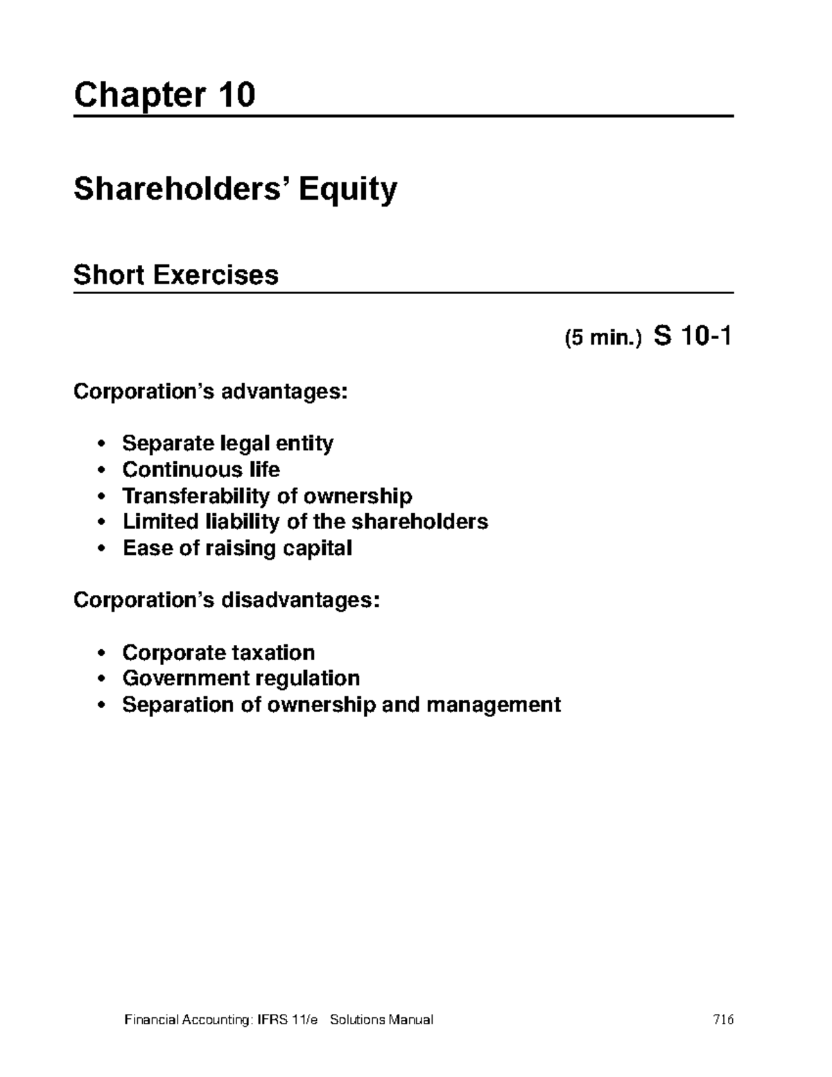 Harrison_FA_CH10_SM - Chapter 10 Shareholders’ Equity Short Exercises ...