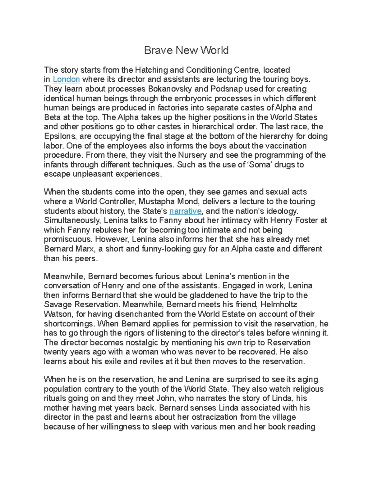 Brave New World - NONE - Brave New World The story starts from the ...