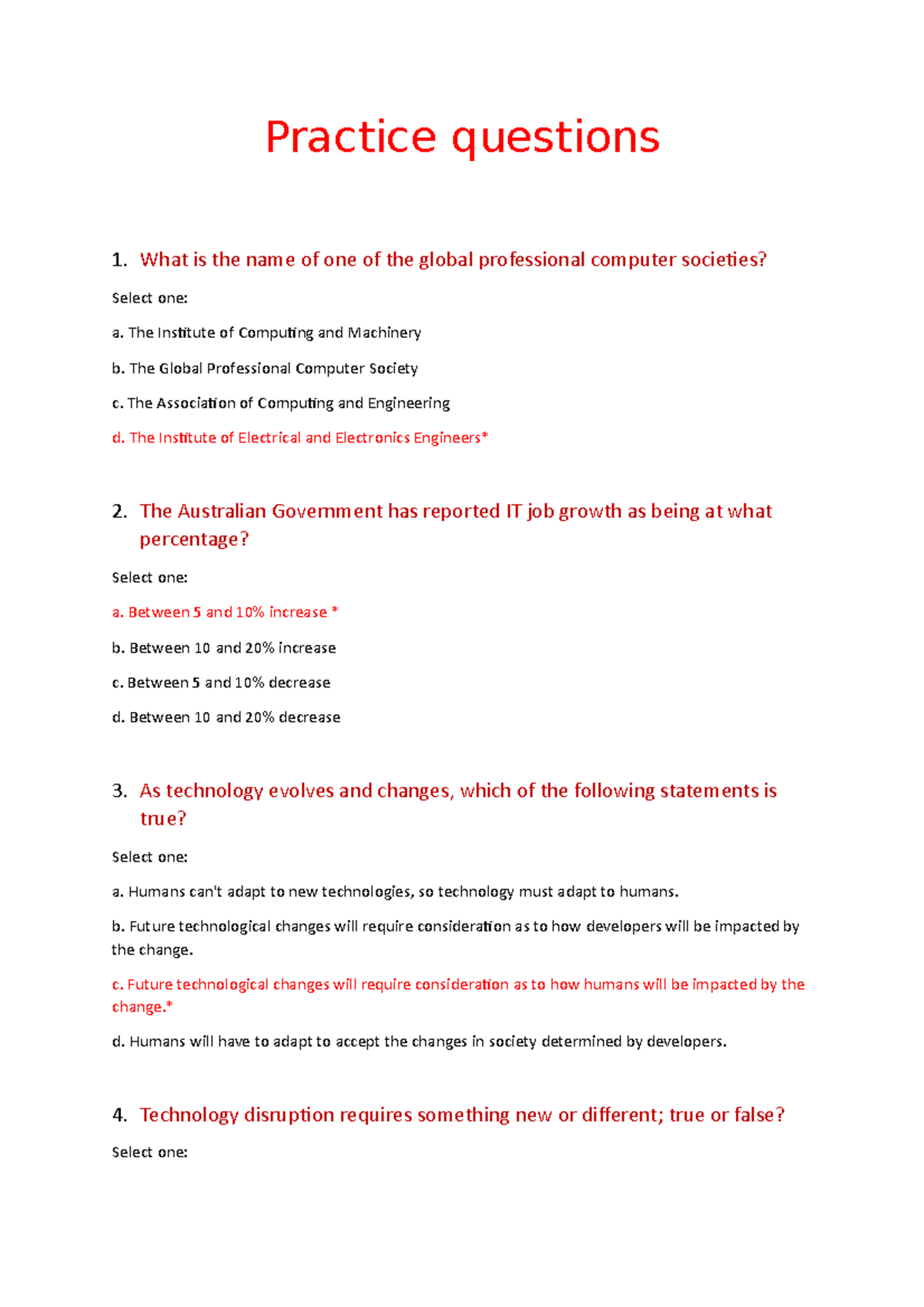 Sample/practice exam, answers - Practice questions 1. What is the name ...