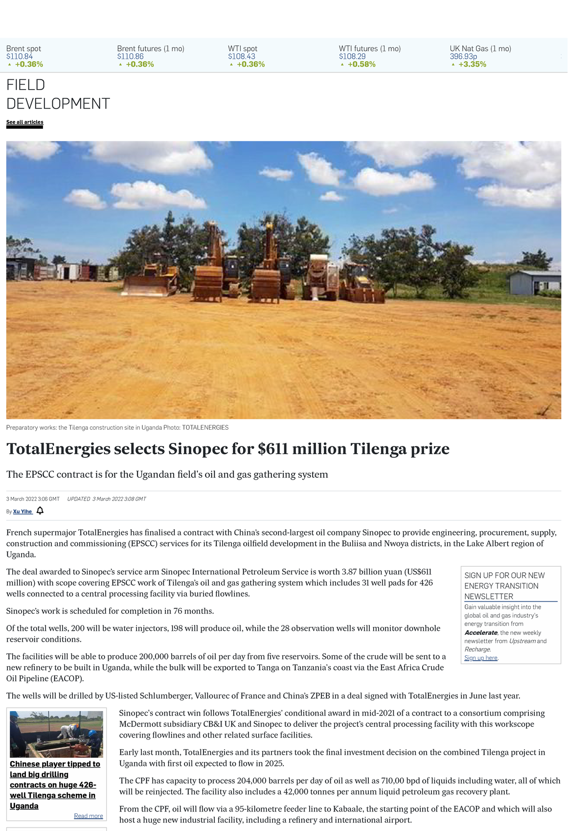 Total Energies selects Sinopec for $611 million Tilenga prize - FIELD ...