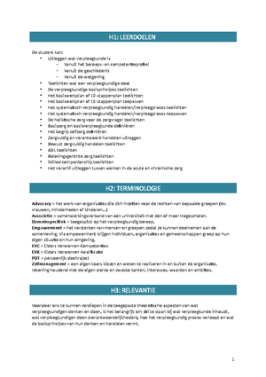 Oplossing uitwerking verpleegproblemen volgens de PES of PR structuur ...
