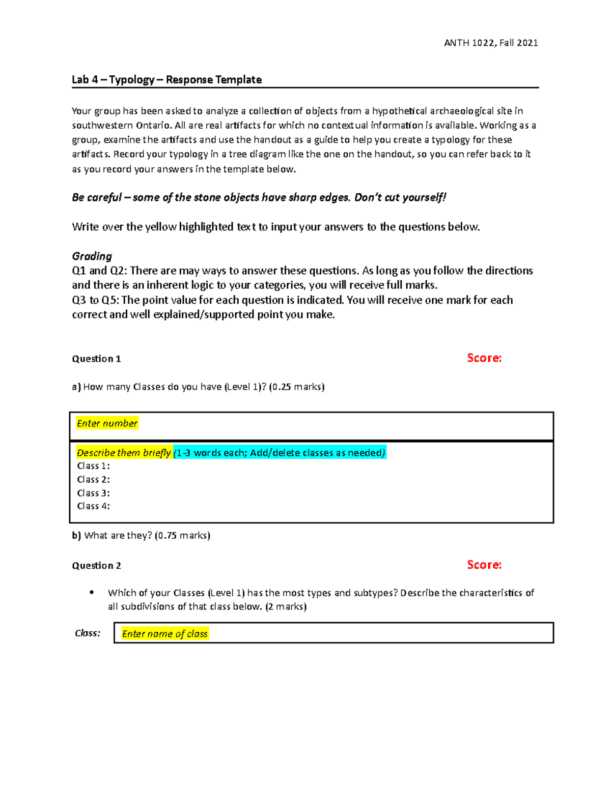 Typology Essay Course - ANTH 1022, Fall 2021 Lab 4 – Typology ...