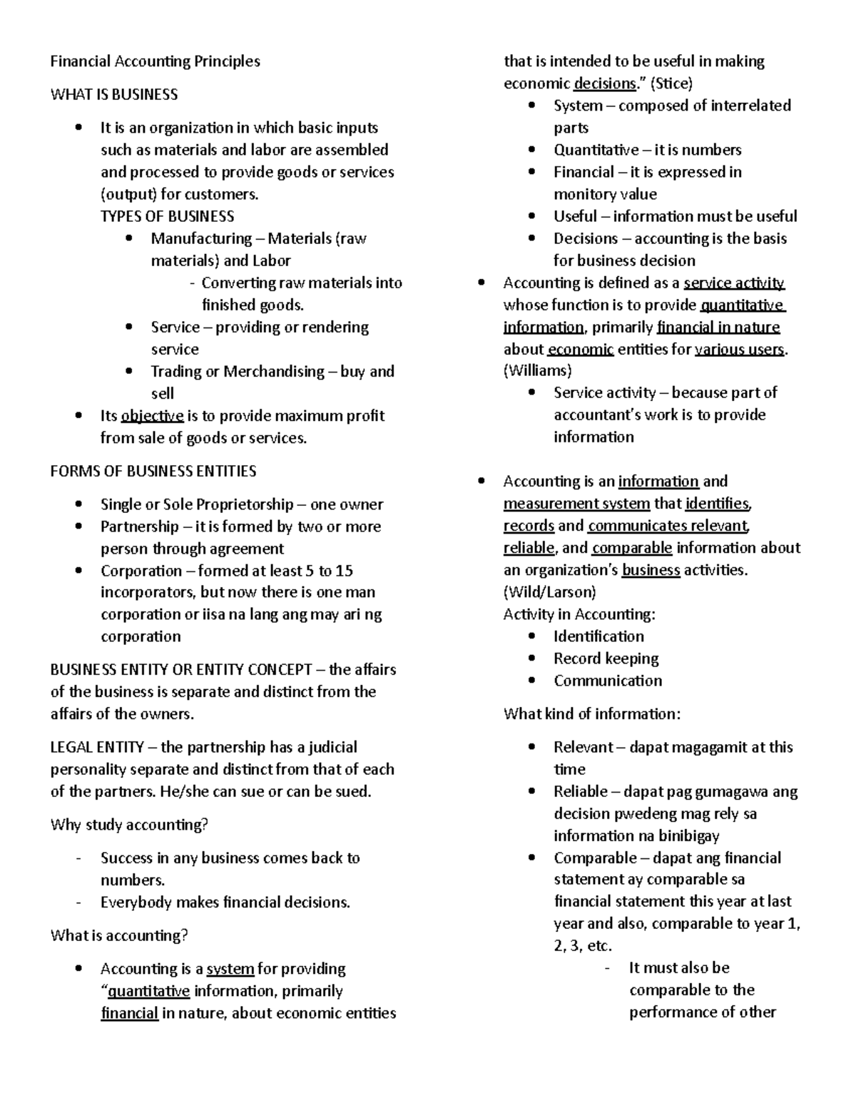 Accounting - TYPES OF BUSINESS Manufacturing – Materials (raw materials ...