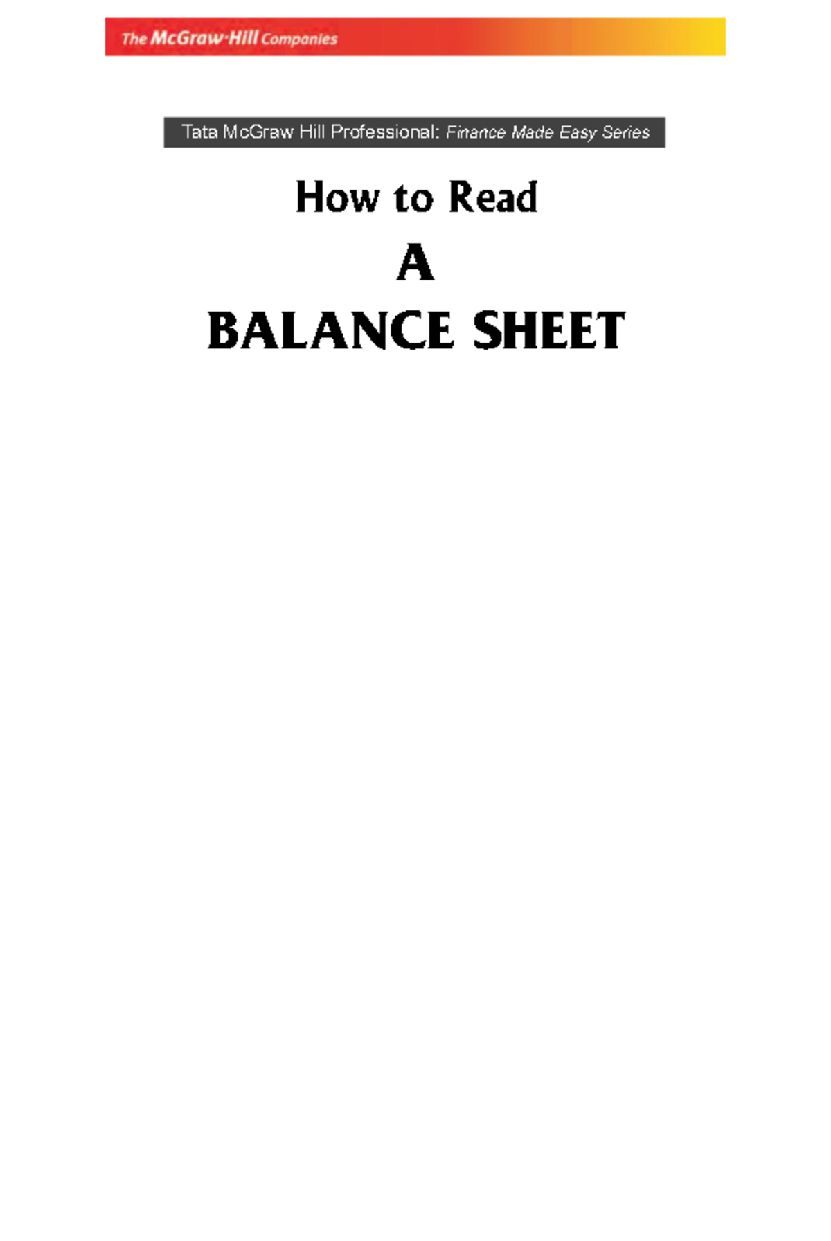 How to read a balance sheet - - Studocu