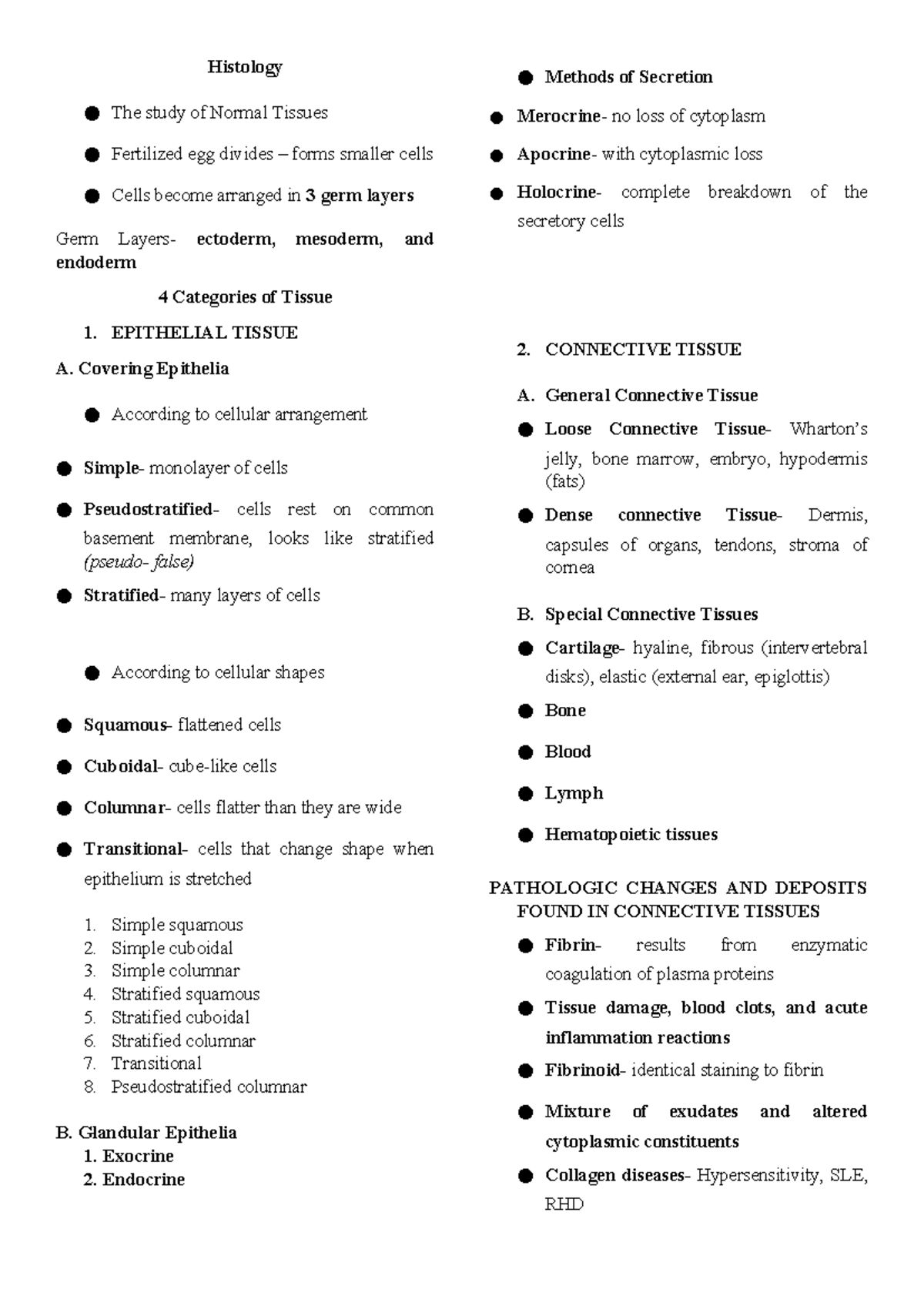 Basics-To-Histology - notes - Histology The study of Normal Tissues ...