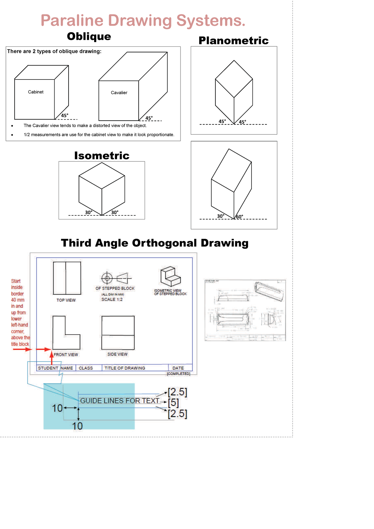 Lecture-142 paraline drawing handouts - al26 - Studocu