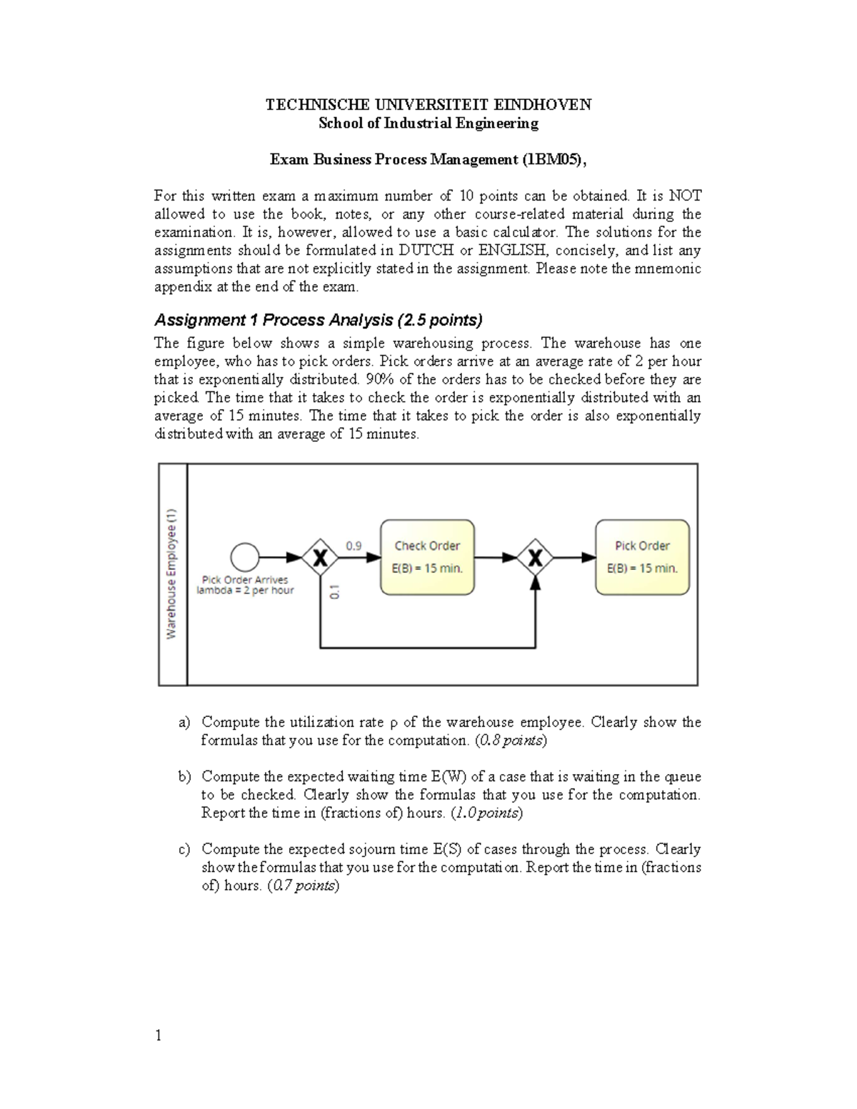 Oefen Tentamen 1 2020 - Warning: TT: undefined function: 32 TECHNISCHE UNIVERSITEIT EINDHOVEN ...
