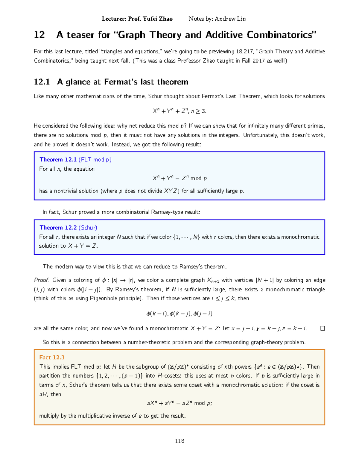 A Teaser for “Graph Theory and Additive Combinatorics” - (This was a class Professor Zhao taught ...