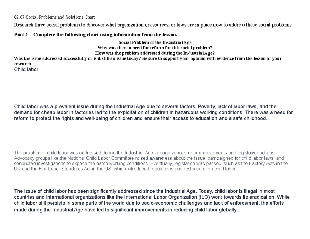 02 07 assignment pop01 - an as - 02 Social Problems and Solutions Chart ...