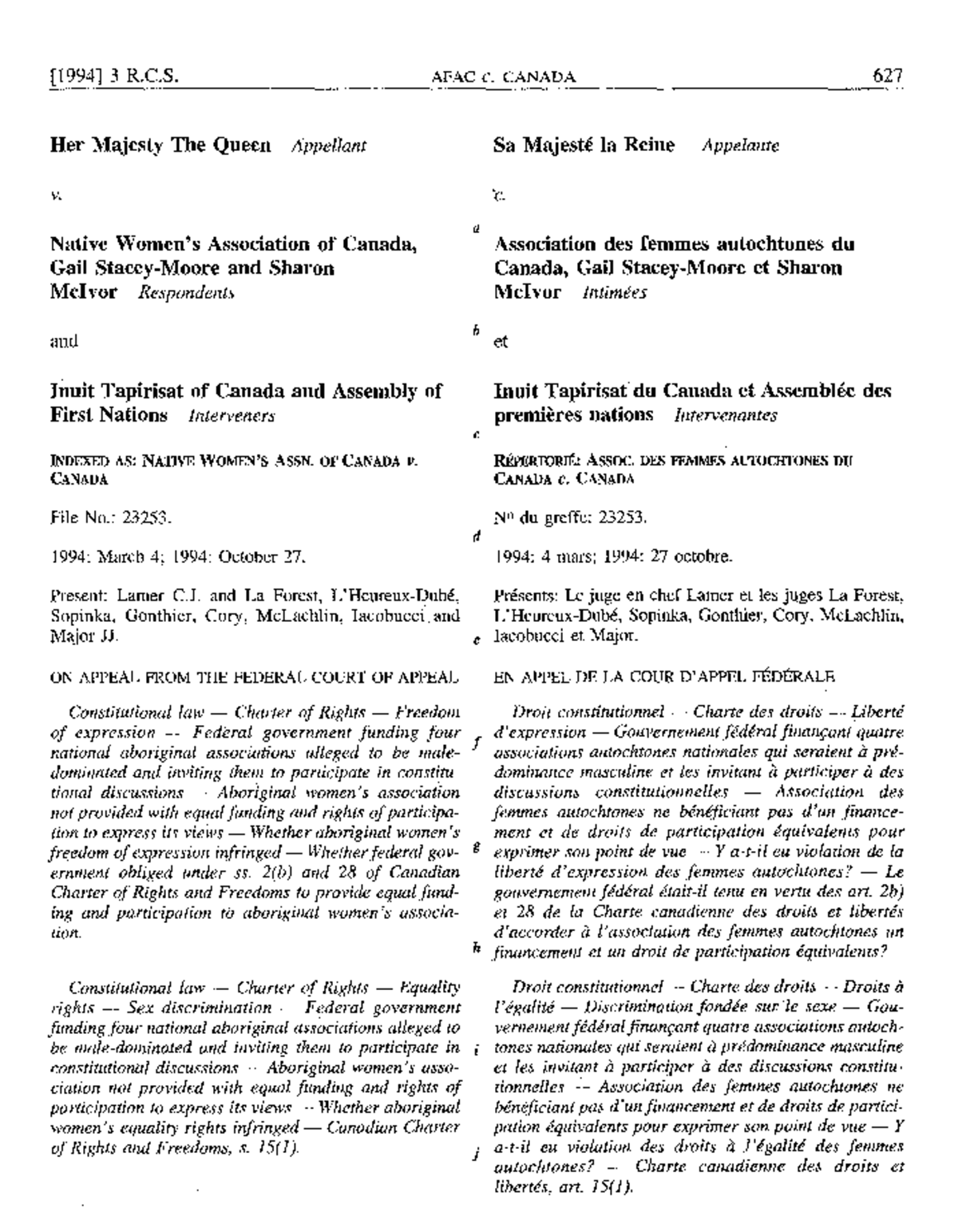 Case Study - Native Women's Association of Canada v. Canada - PPA 301 ...