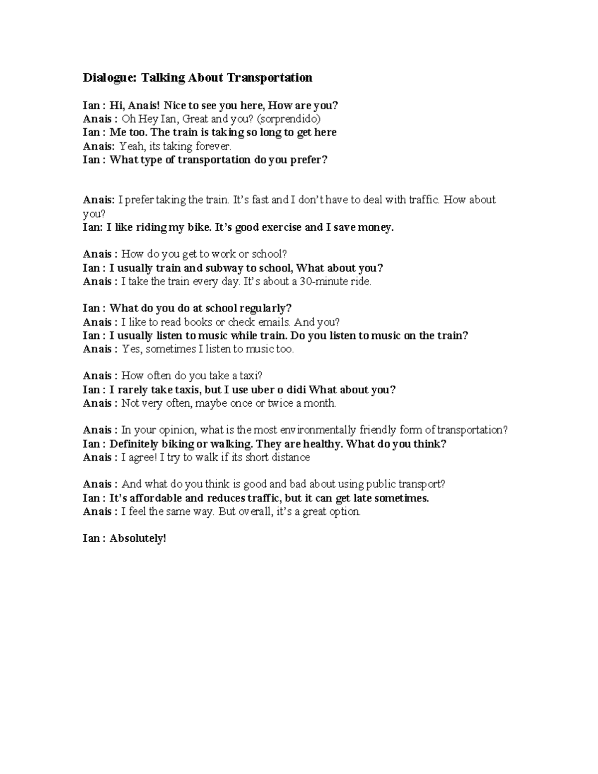 Dialogue - ayuda con dialogo para pruebas orales - Dialogue: Talking ...