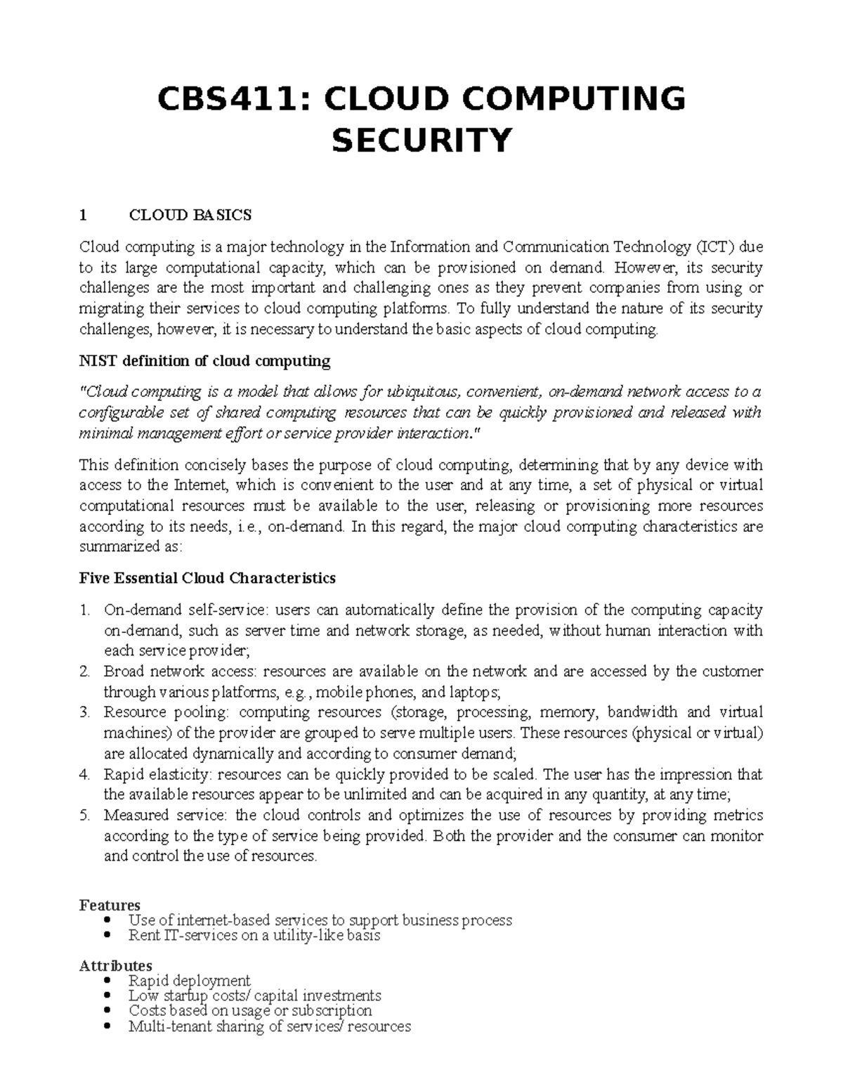 CBS411 Cloud Computing Security - CBS411: CLOUD COMPUTING SECURITY 1 ...