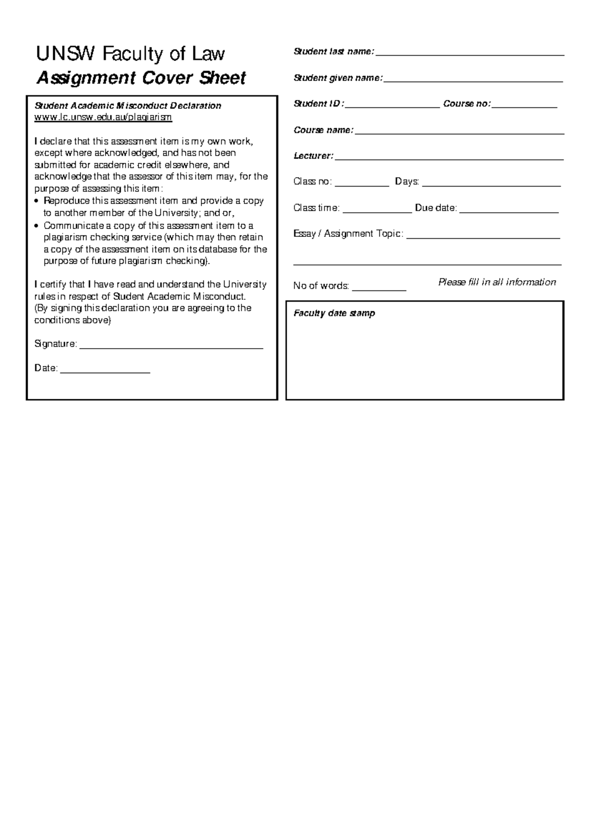 Assignment Cover Sheet UNSW Law - LAWS1052 - UNSW Sydney - Studocu