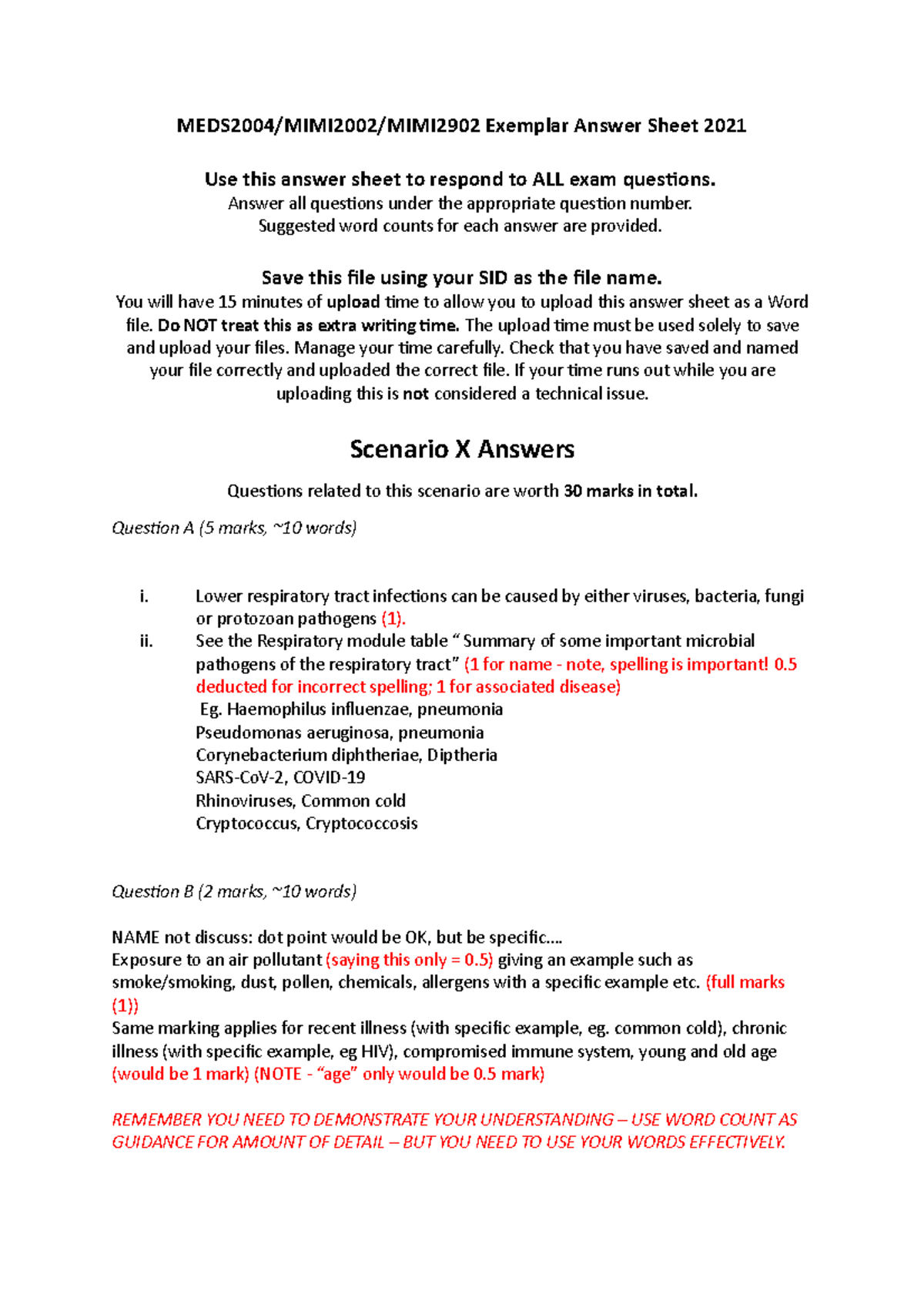 Answer Sheet Exemplar with Answers - MEDS2004/MIMI2002/MIMI2902 ...