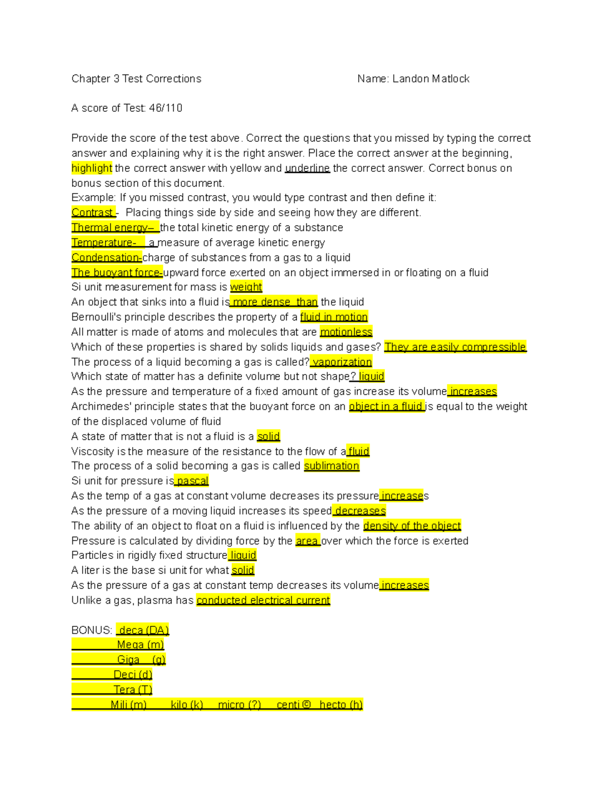 Landon Matlock - Chapter 3 Test Corrections - Chapter 3 Test ...