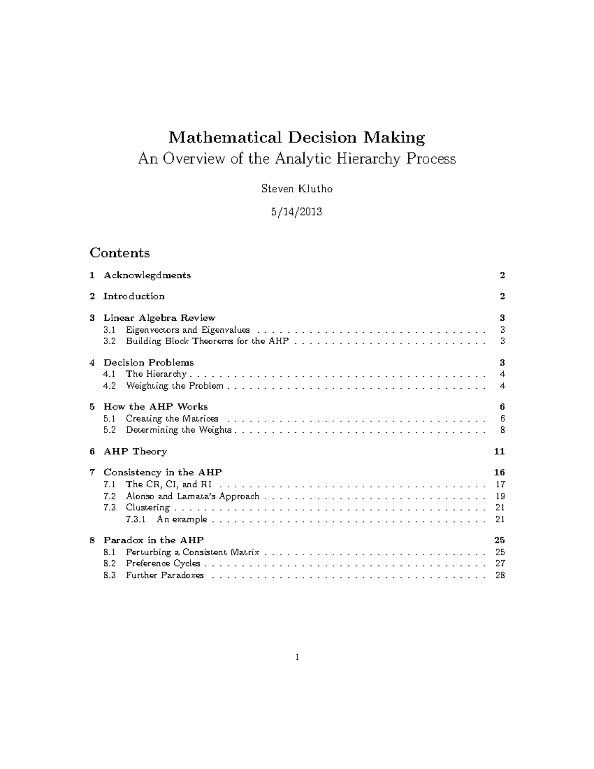 Mathematical calculation in decision making - Mathematical Decision Making An Overview of the ...