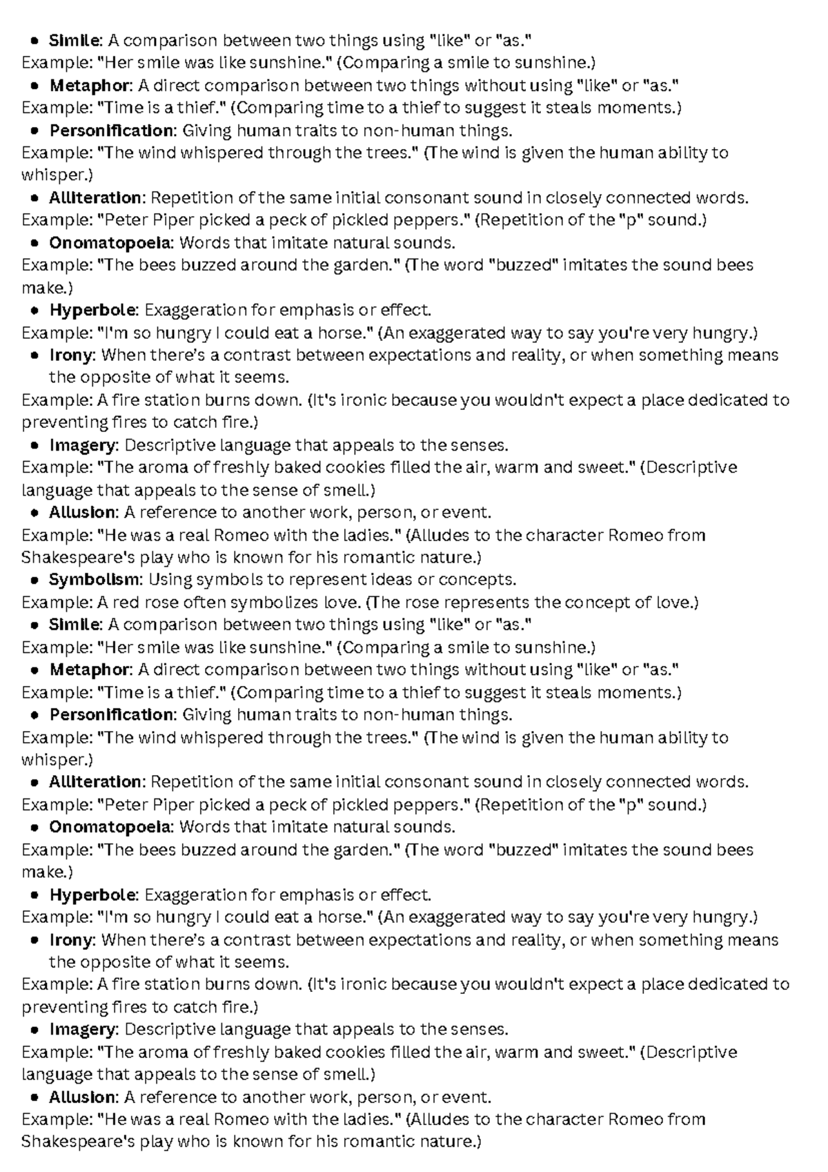 Literary-devices-reviewer - Simile: A comparison between two things ...