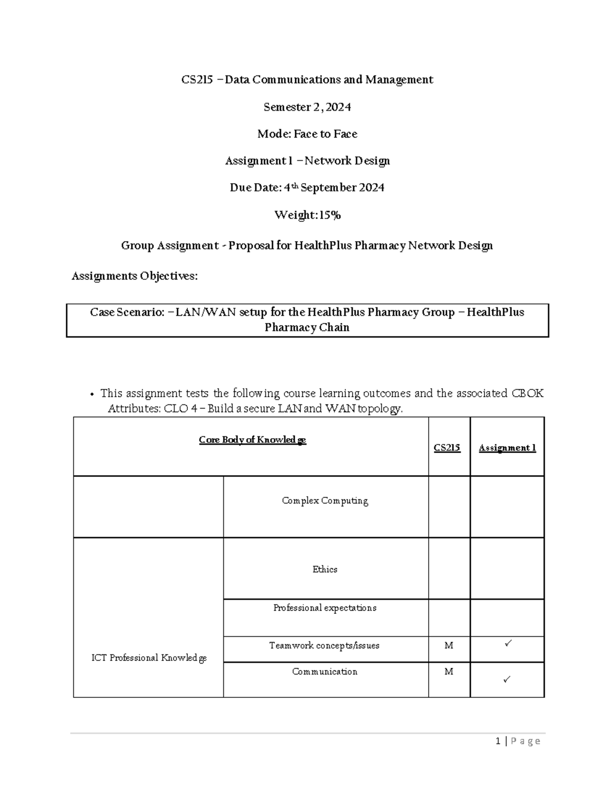 Assignment 1 CS215 S22024 Final - CS215 – Data Communications and Management Semester 2 , 202 4 ...