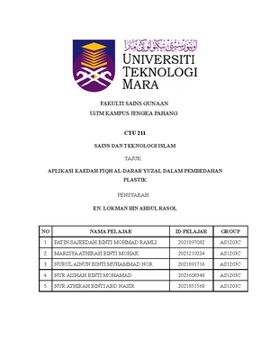 LAB Report BIO - FACULTY OF APPLIED SCIENCE UNIVERSITI TEKNOLOGI MARA ...