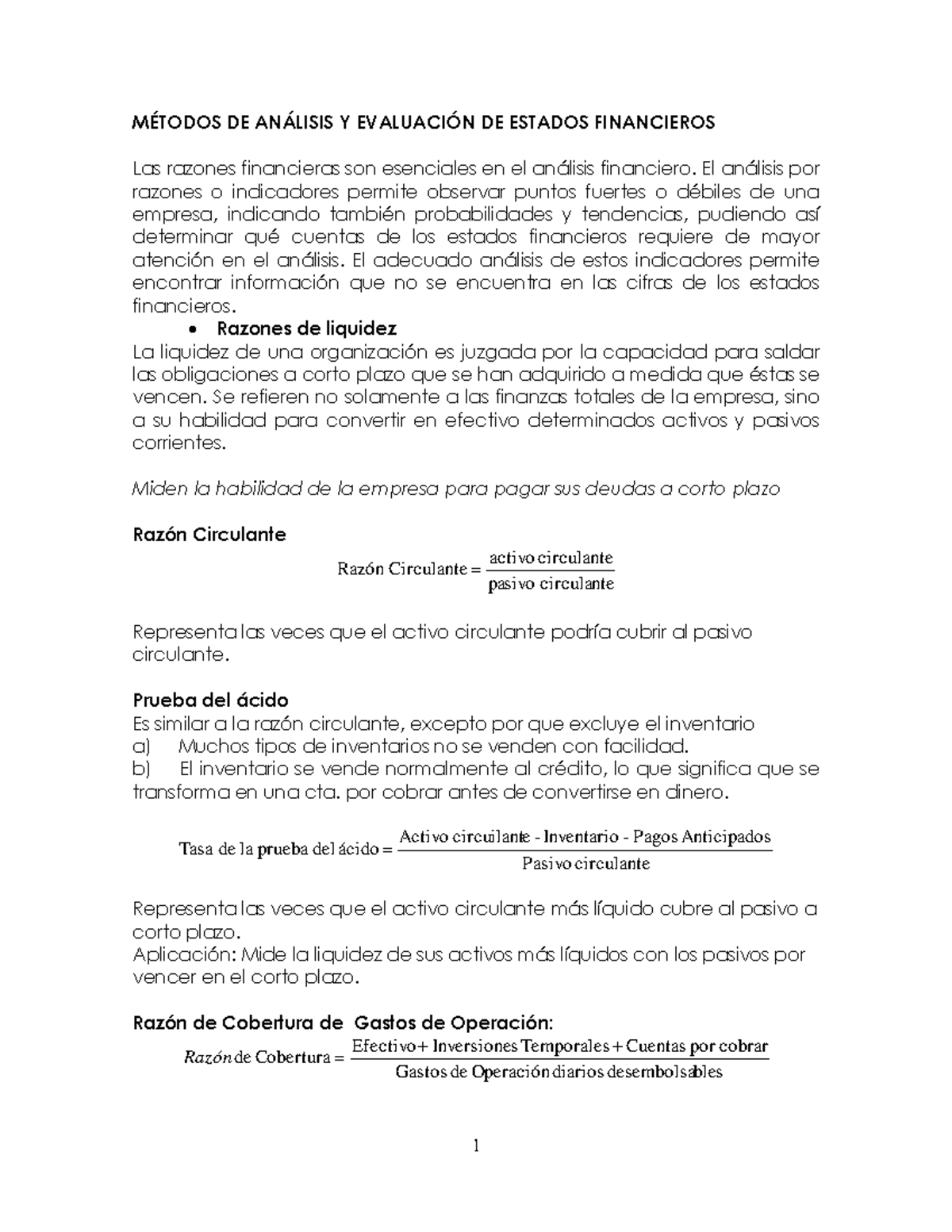 4 Un 2 Analisis edos financ Formulas - MÉTODOS DE ANÁLISIS Y EVALUACIÓN ...