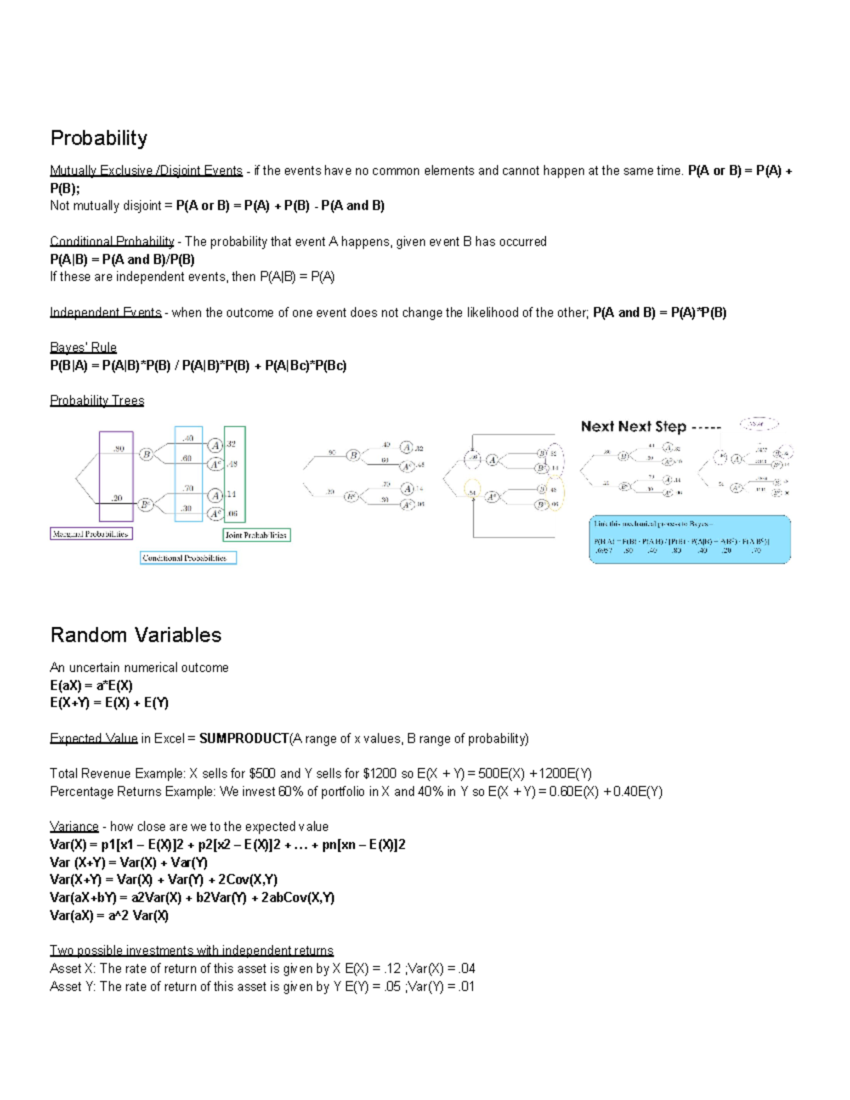 DECS Cheat Sheet - Probability Mutually Exclusive /Disjoint Events - if ...