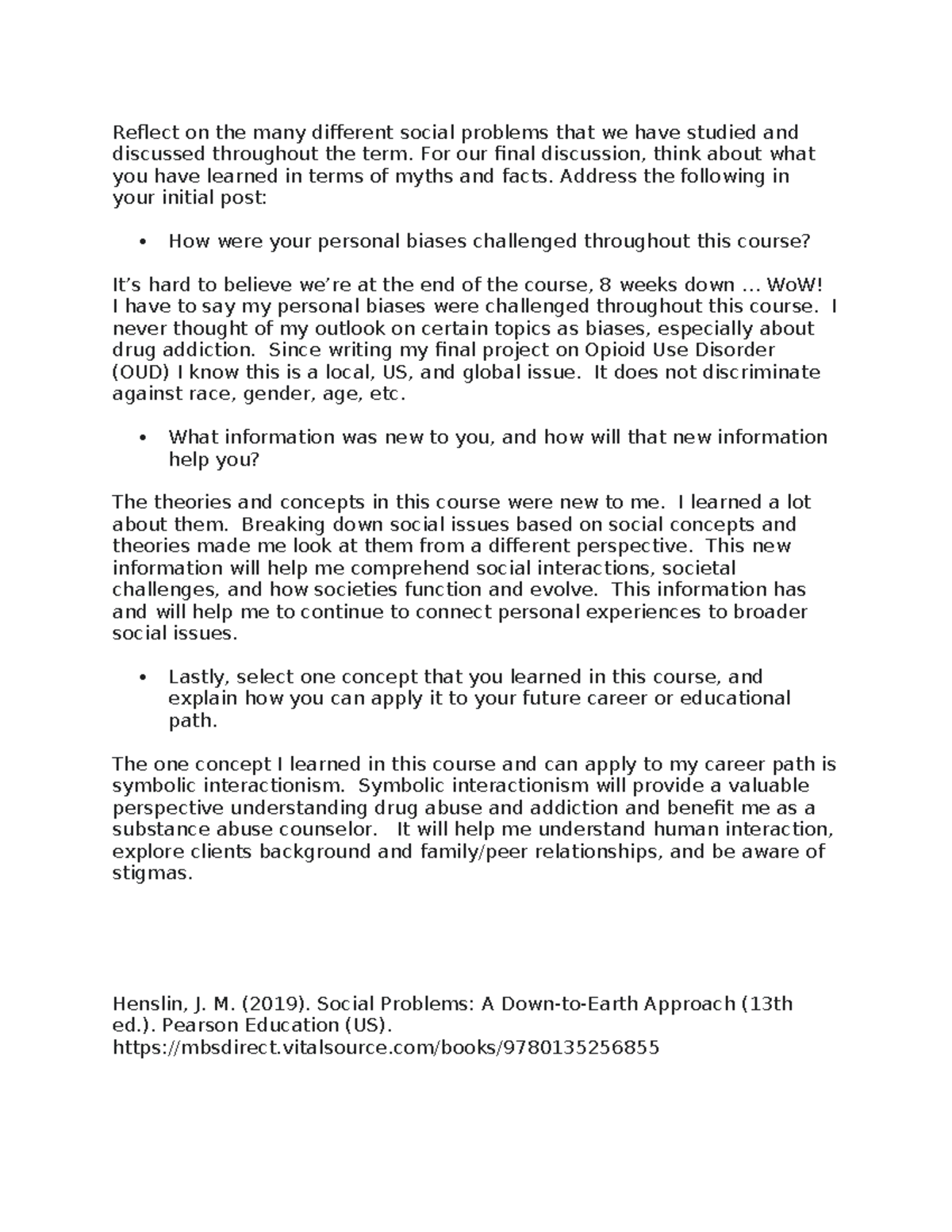 soc213 Discussion 8 Final Reflection - Reflect on the many different ...