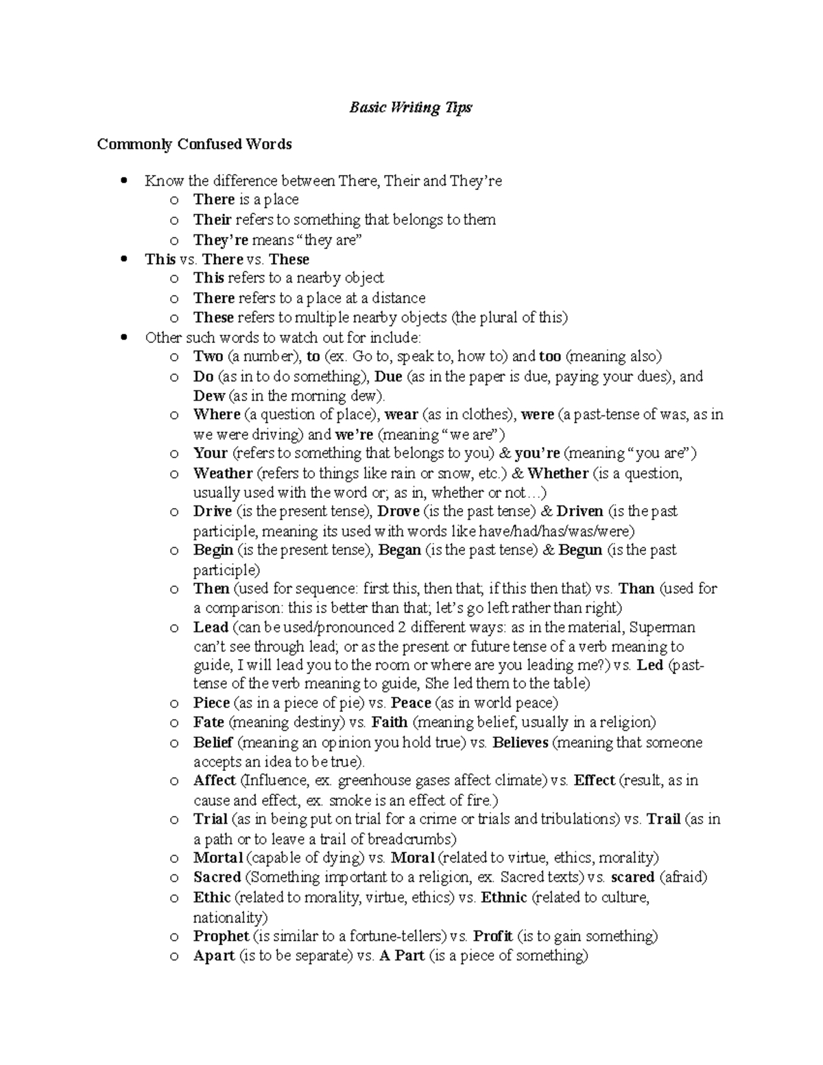 Basic Writing Tips - Basic Writing Tips Commonly Confused Words Know ...