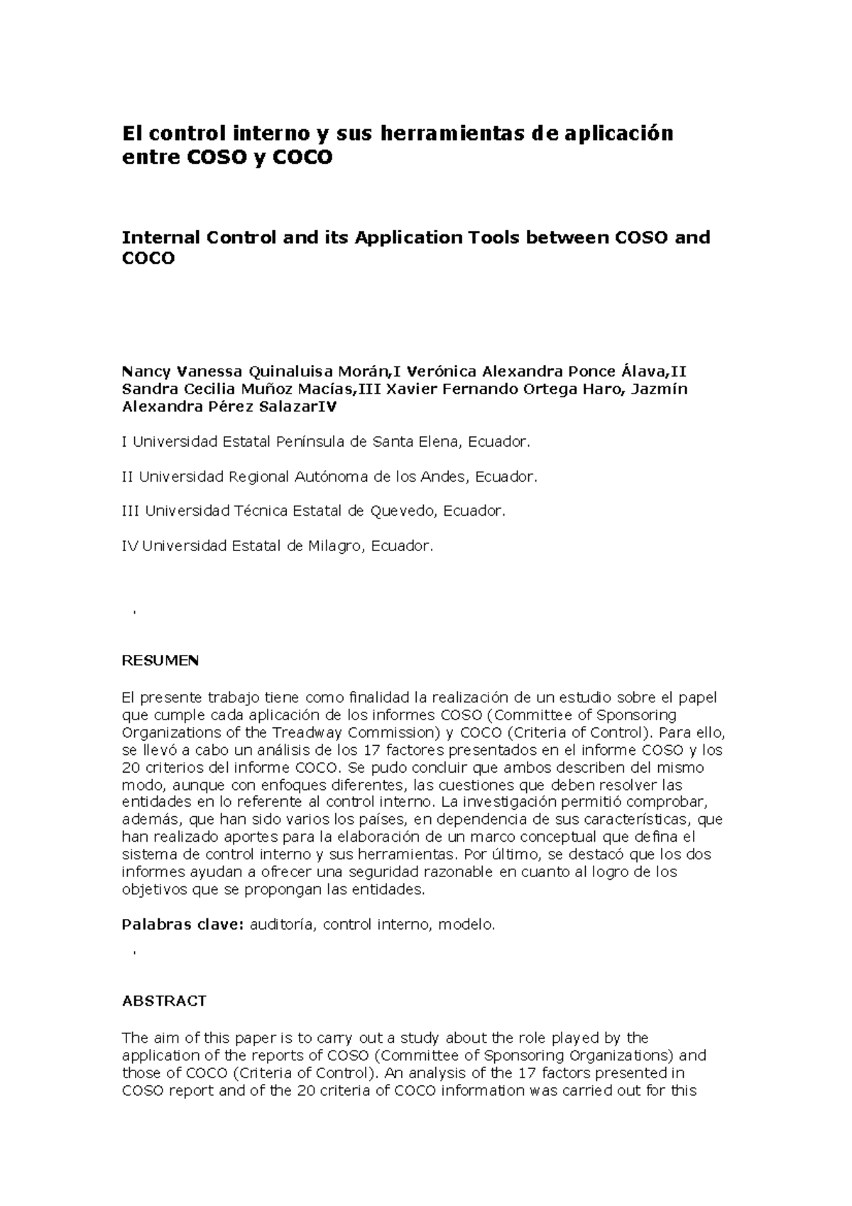 COSO COCO - DIFERENCIA DE COSO Y COCO - El control interno y sus ...
