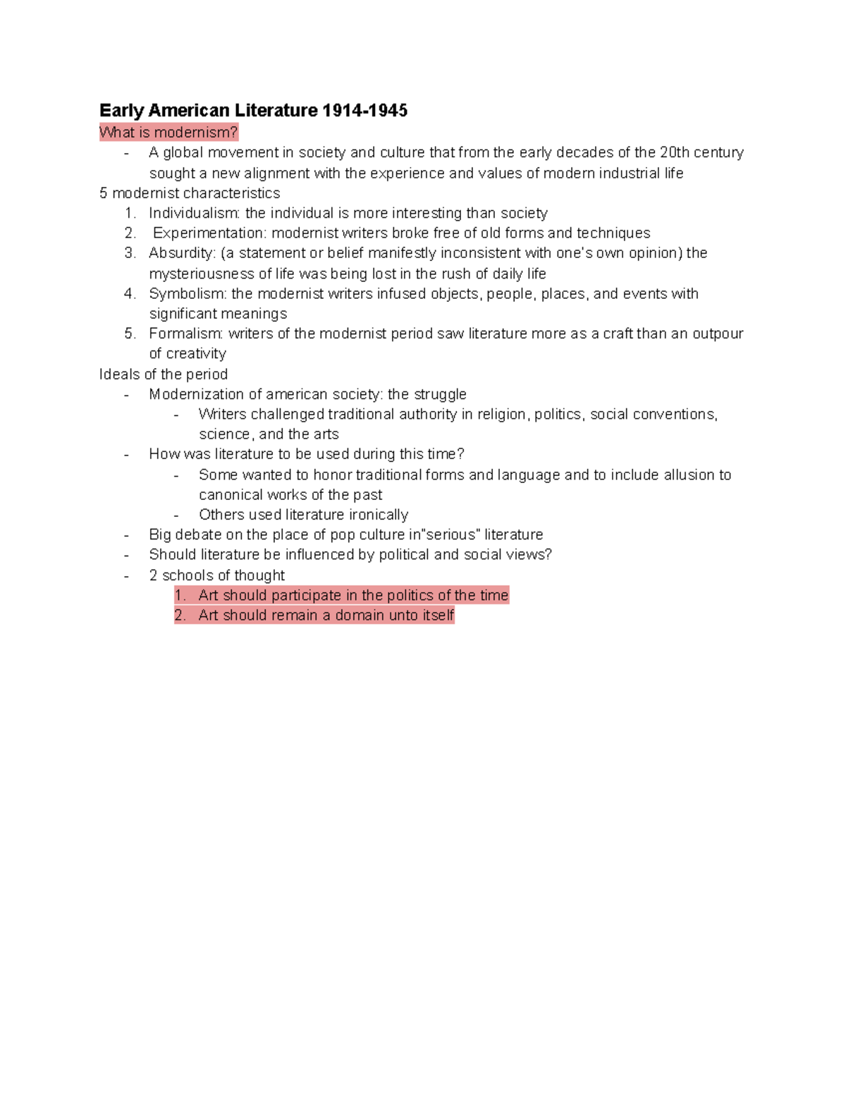 Early American Literature 1914-1945 - Early American Literature 1914 ...