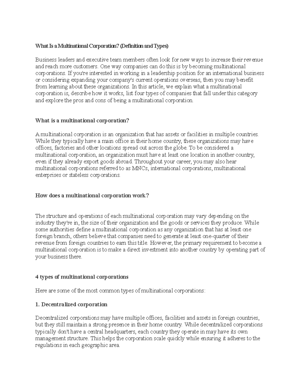 Cross Culture - LECTURE NOTES - What Is a Multinational Corporation ...