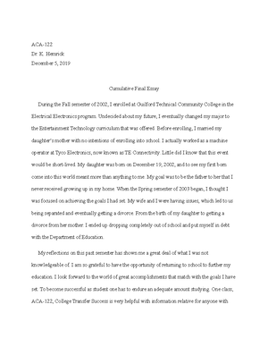 [Solved] Cumulative Final Essay Requirements Your final essay should be ...