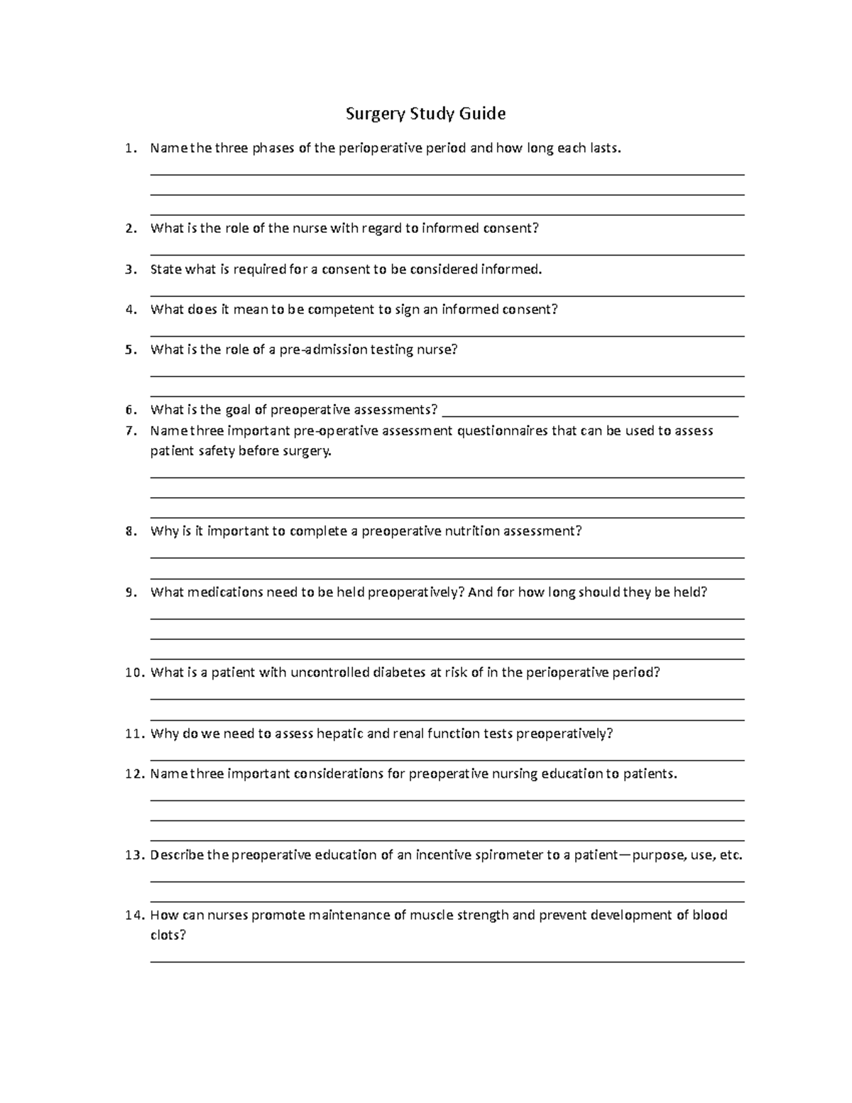 Surgery Study Guide - Med surg - Surgery Study Guide Name the three ...