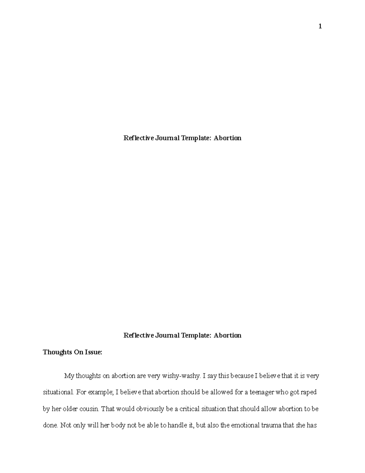 123Reflective Journal Template Abortion - Google Docs - Reflective ...