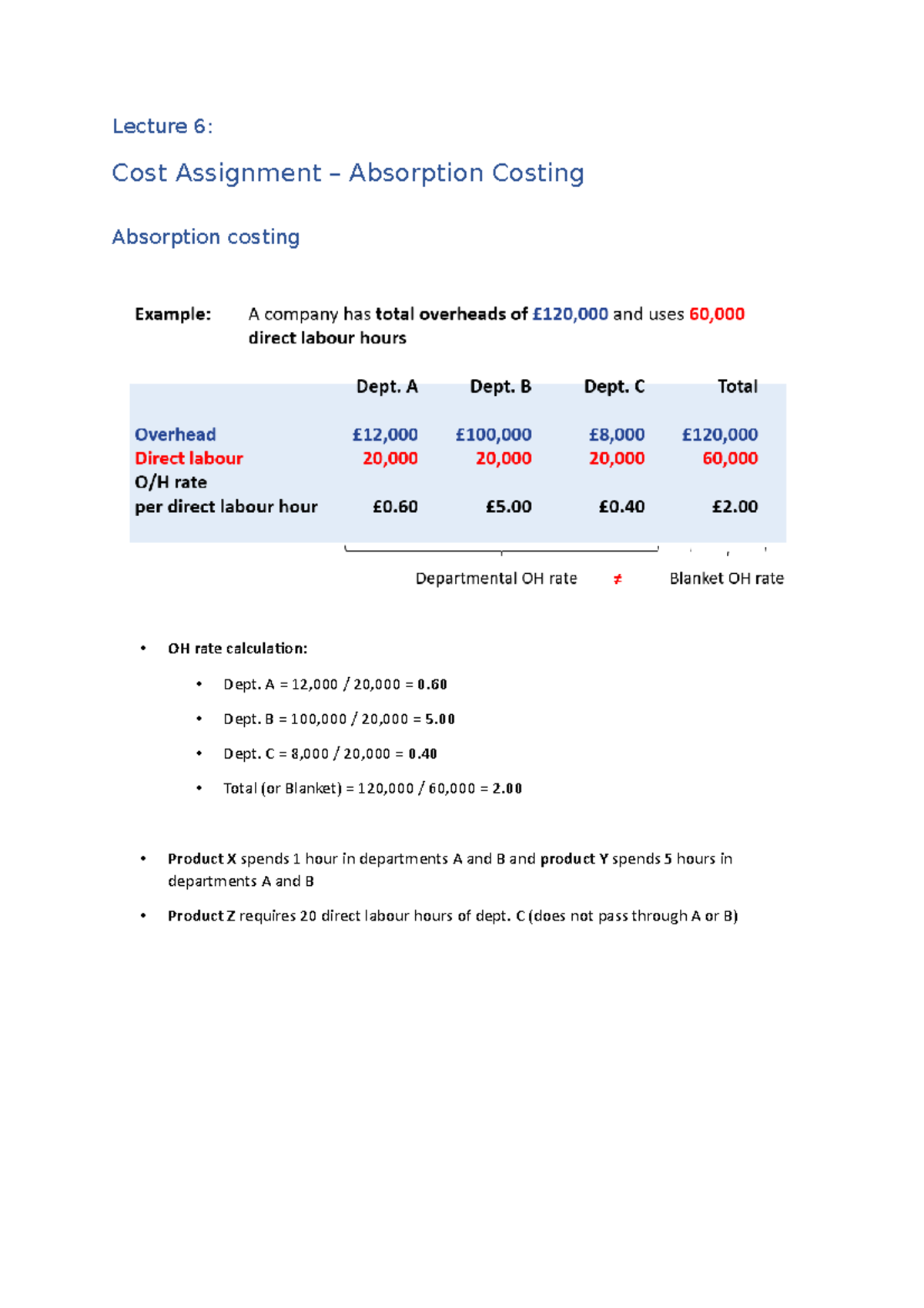 Lecture 6 - Cost Assignment – Absorption Costing - Lecture 6: Cost ...