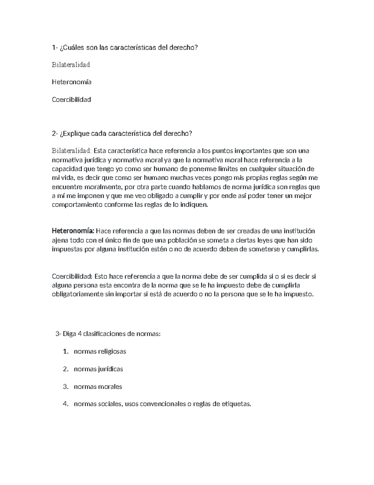 Derecho - legislacion - 1- ¿Cuáles son las características del derecho ...