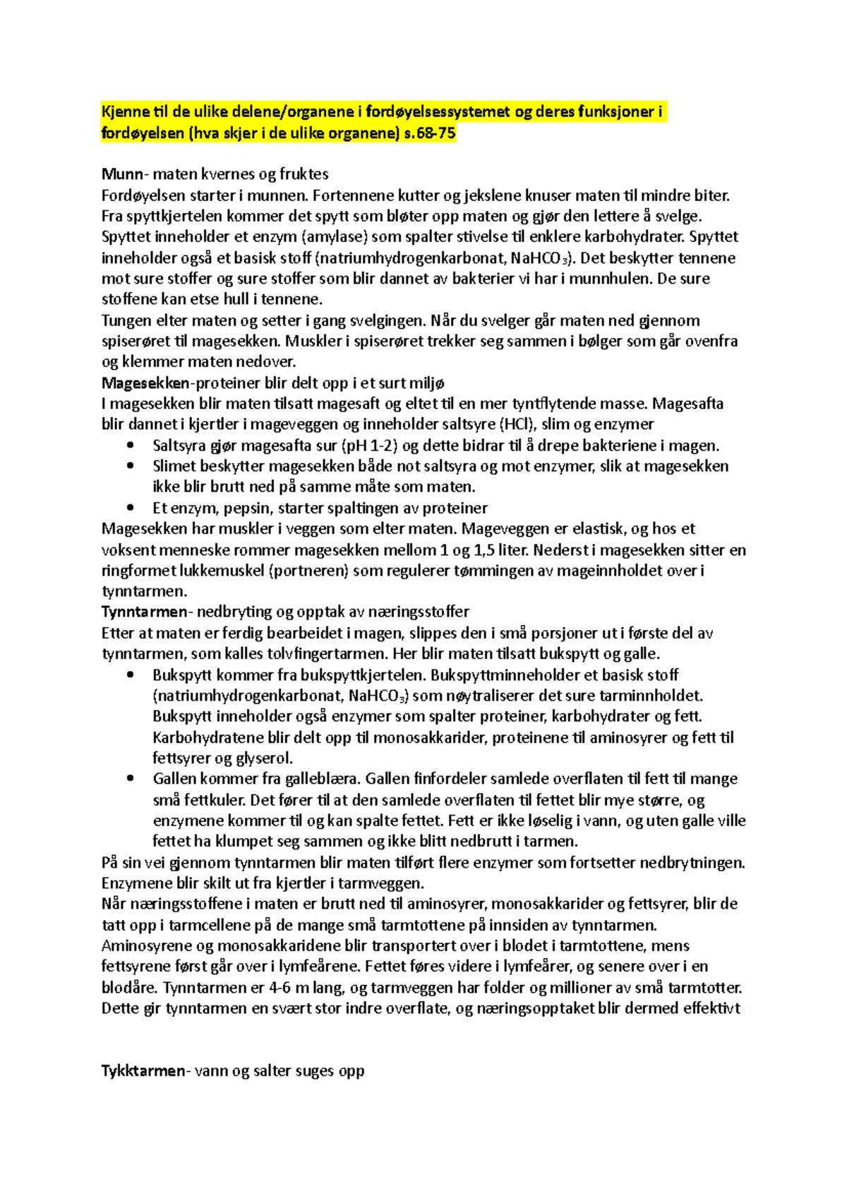 Naturfagprøve-Kapittel 3 - Kjenne til de ulike delene/organene i ...