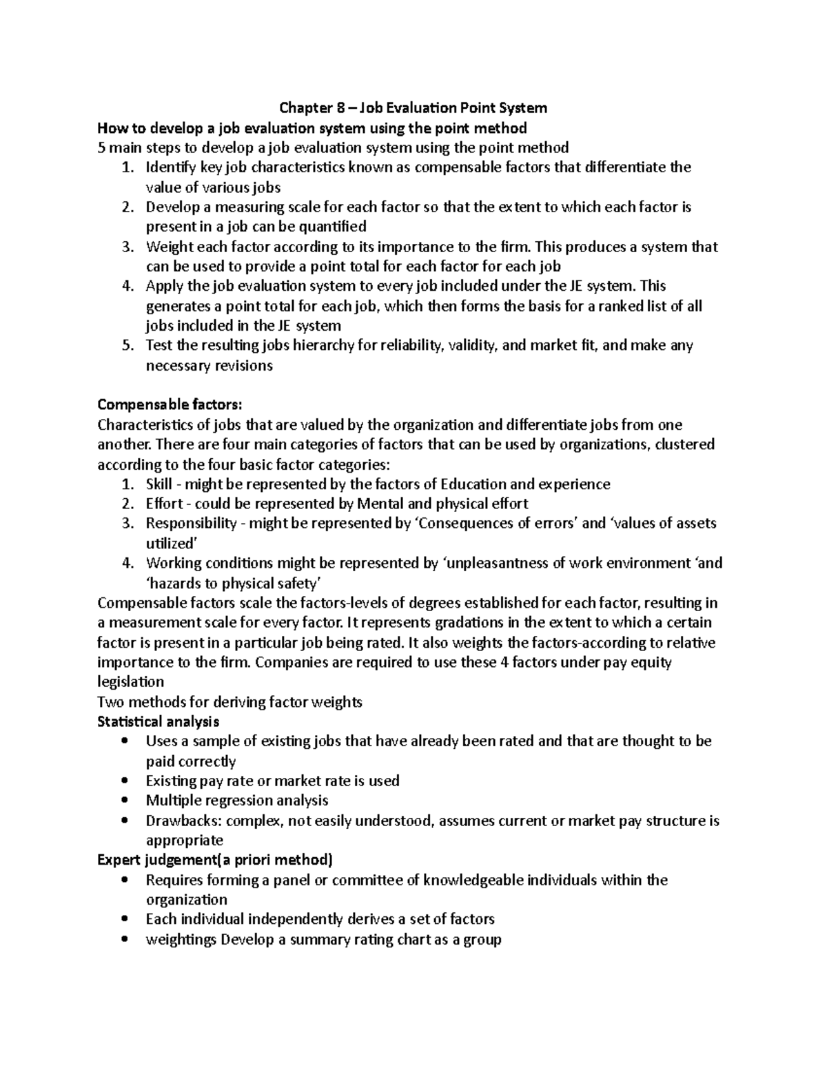 Chapter 8 - Job Evaluation Point System - Chapter 8 – Job Evaluation ...