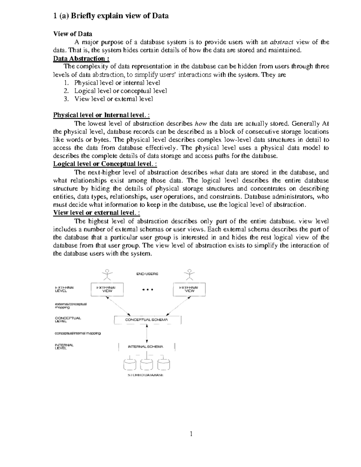 Dbms asgnmnt 1 - ravi - 1 (a) Briefly explain view of Data View of Data ...