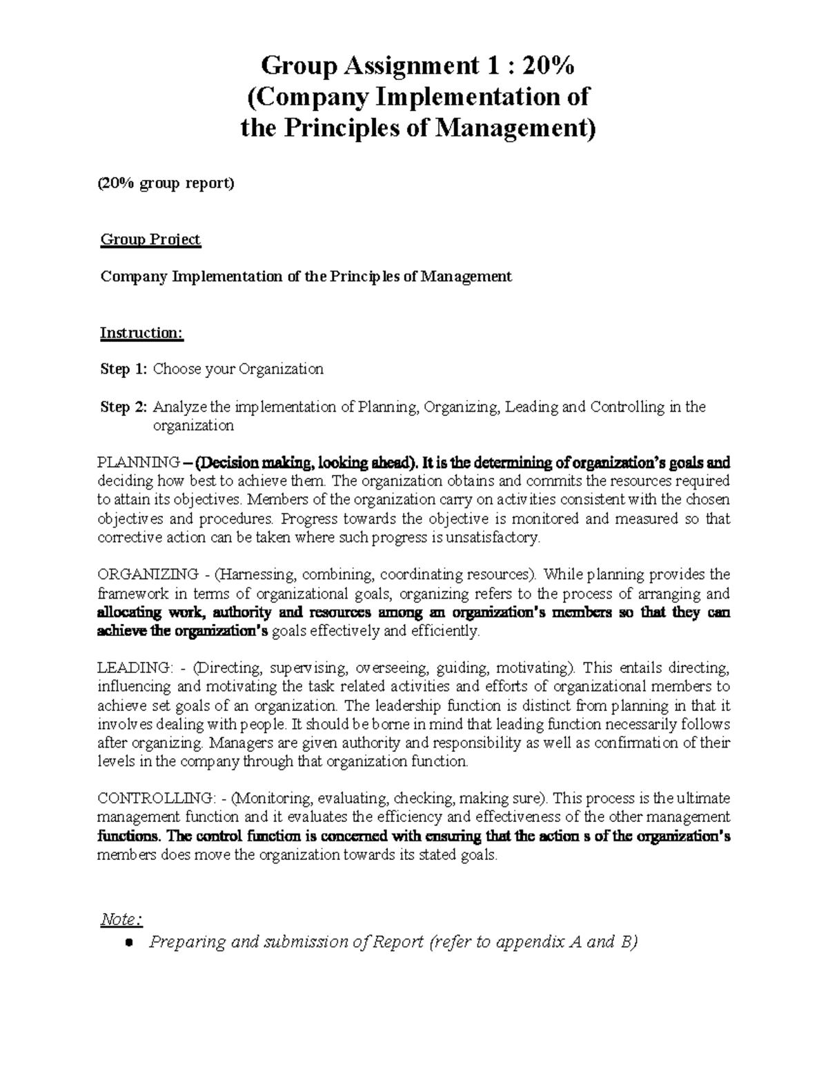 Group Assignment 1 Guideline - Group Assignment 1 : 20% (Company ...