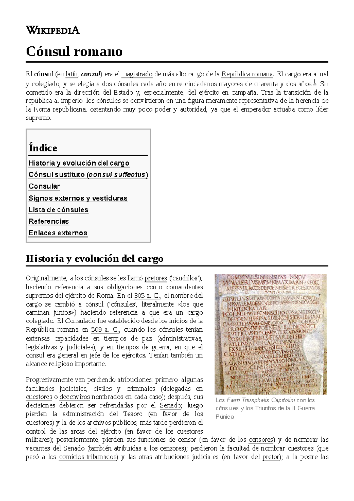 Cónsul romano - Politica romana - Los Fasti Triunphalis Capitolini con ...