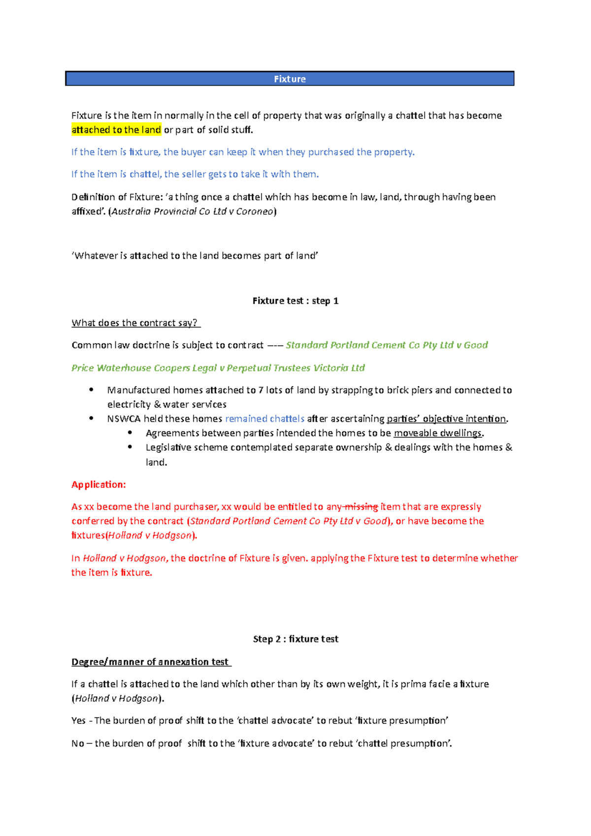 Exam notes - Fixture Fixture is the item in normally in the cell of ...