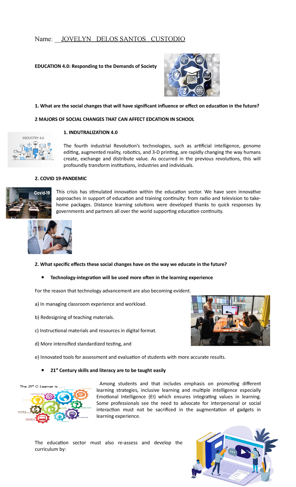 Prof Ed 104 - The Teacher and The School Community - Name: __JOVELYN ...