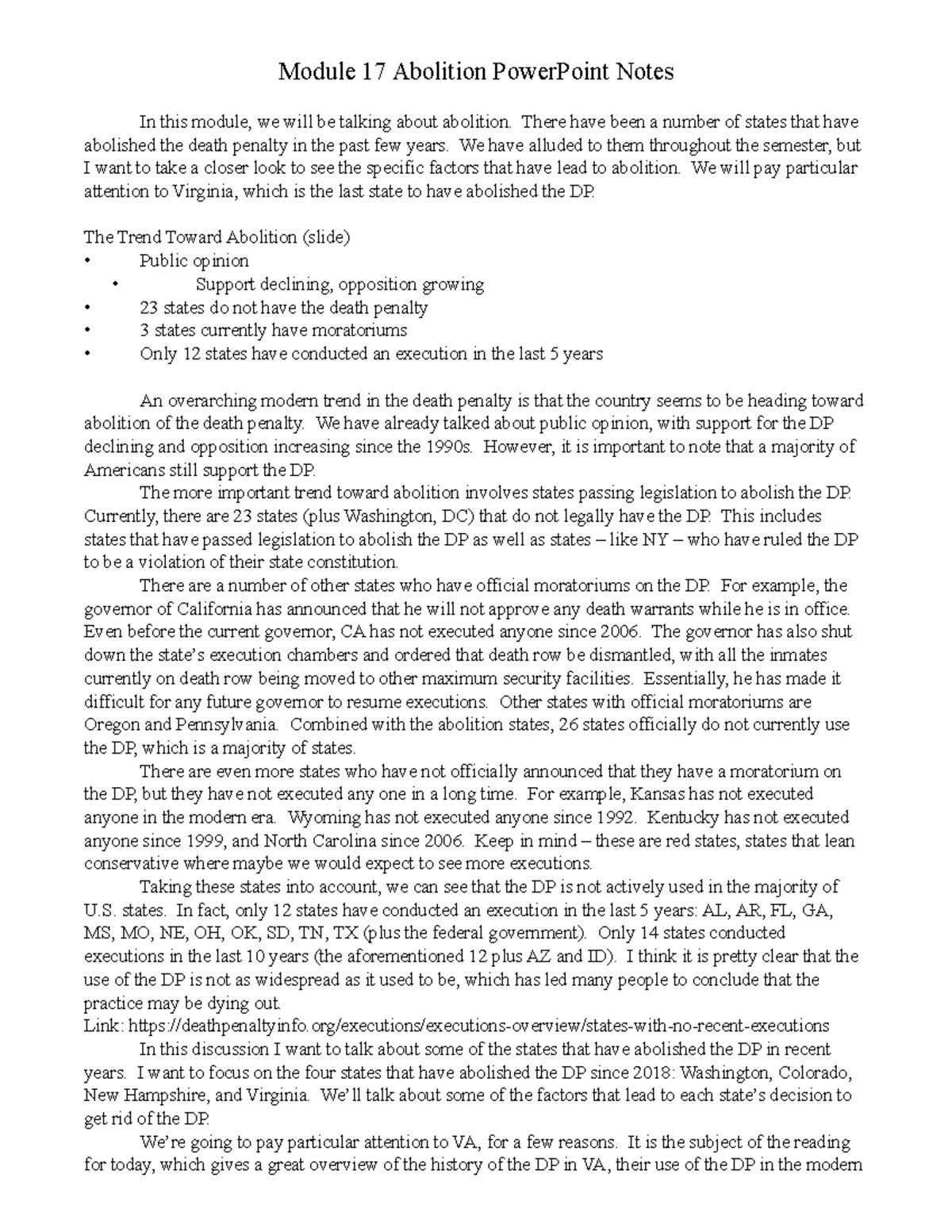 Module 17 Power Point Notes - Module 17 Abolition PowerPoint Notes In ...