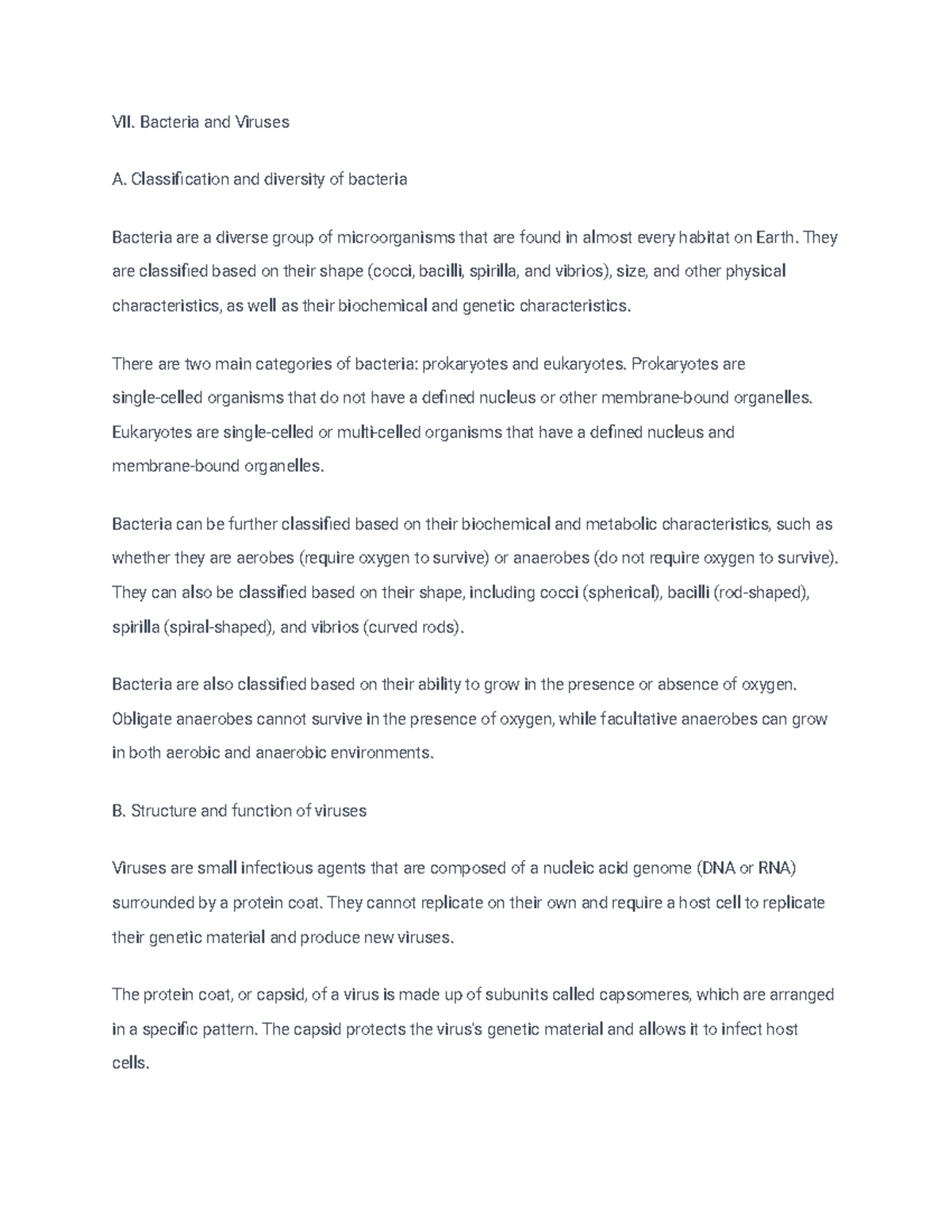 Bacteria and Viruses - VII. Bacteria and Viruses A. Classification and ...