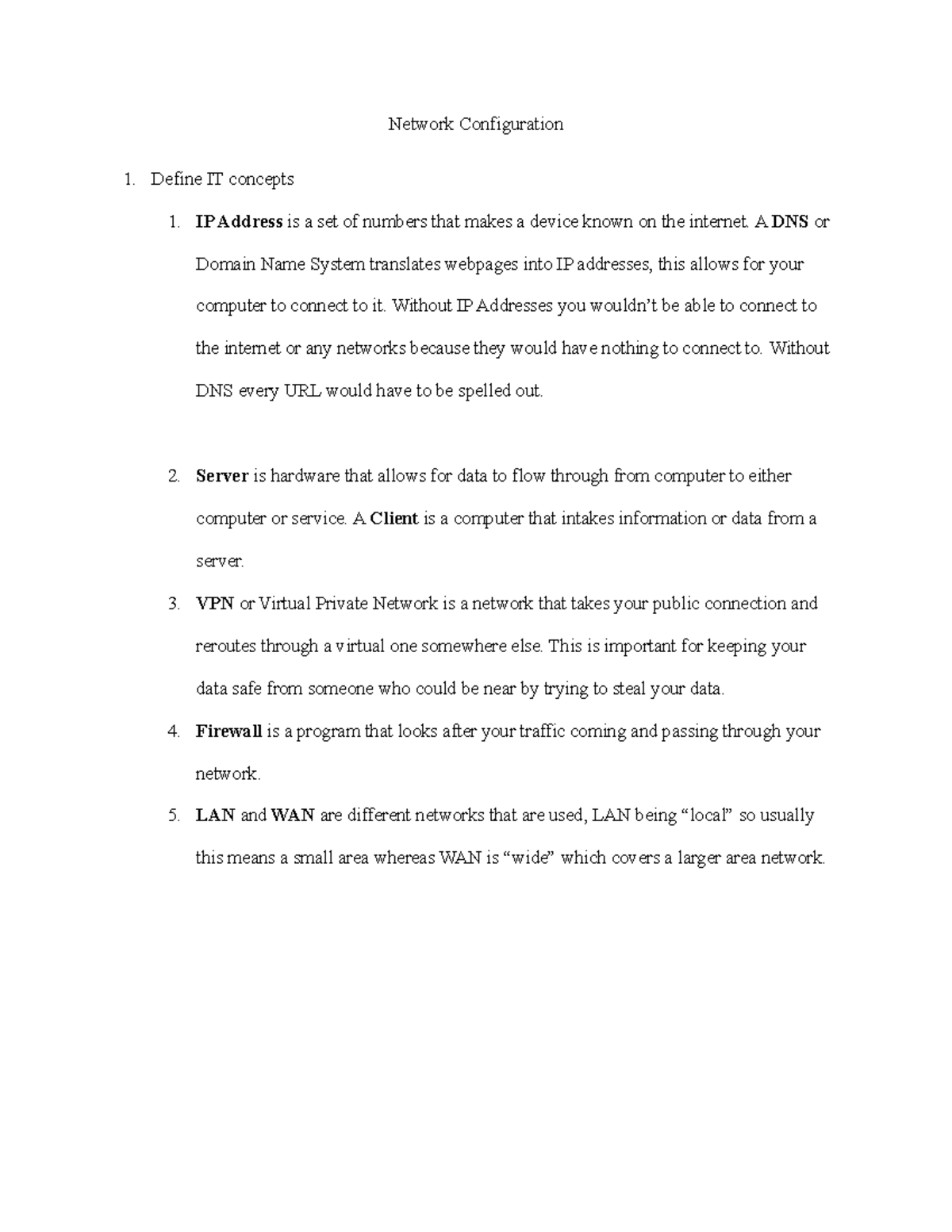 Network configuration module - Network Configuration Define IT concepts ...