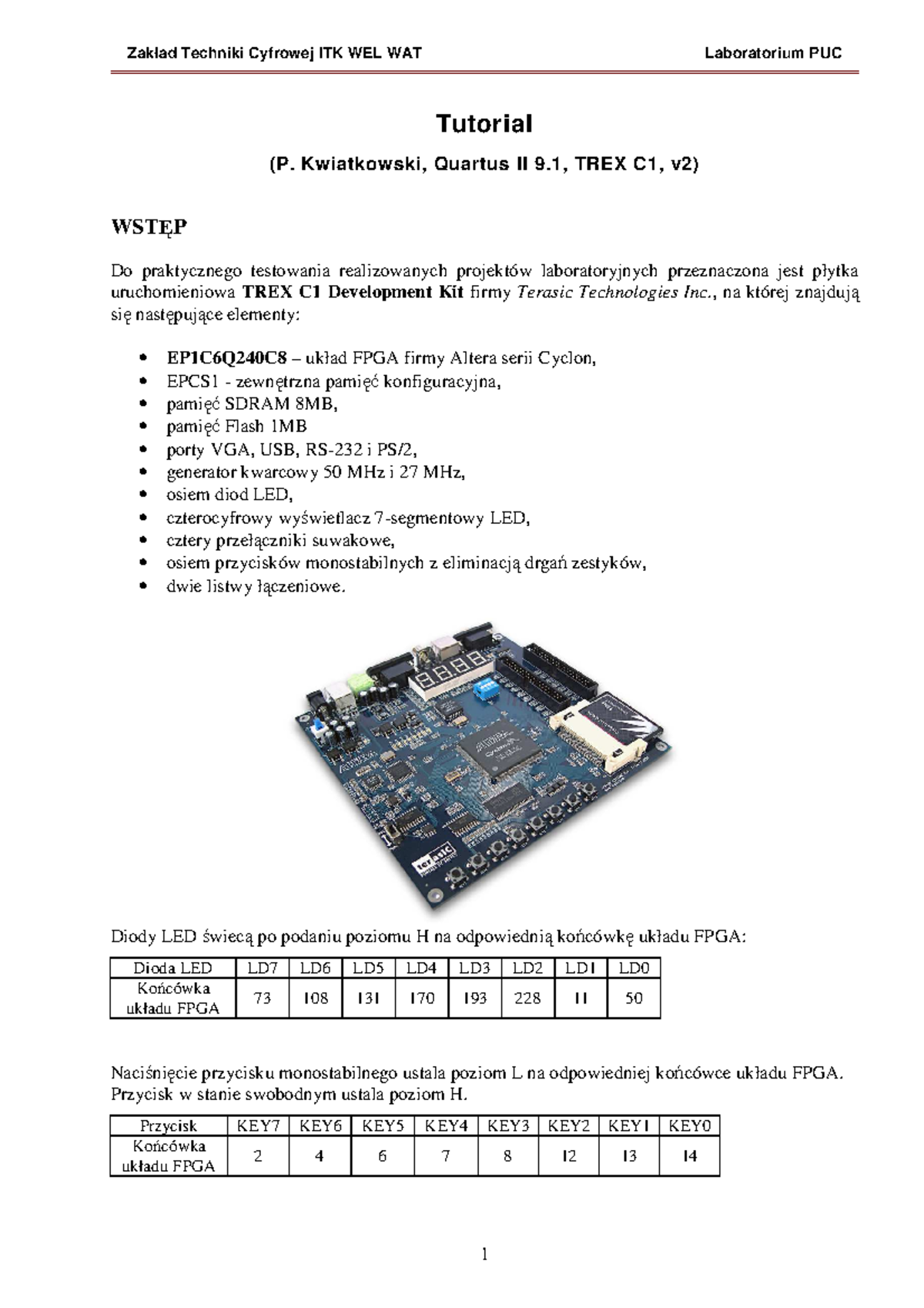 PUC - PUC - Tutorial (P. Kwiatkowski, Quartus II 9, TREX C1, v2) WSTĘP ...