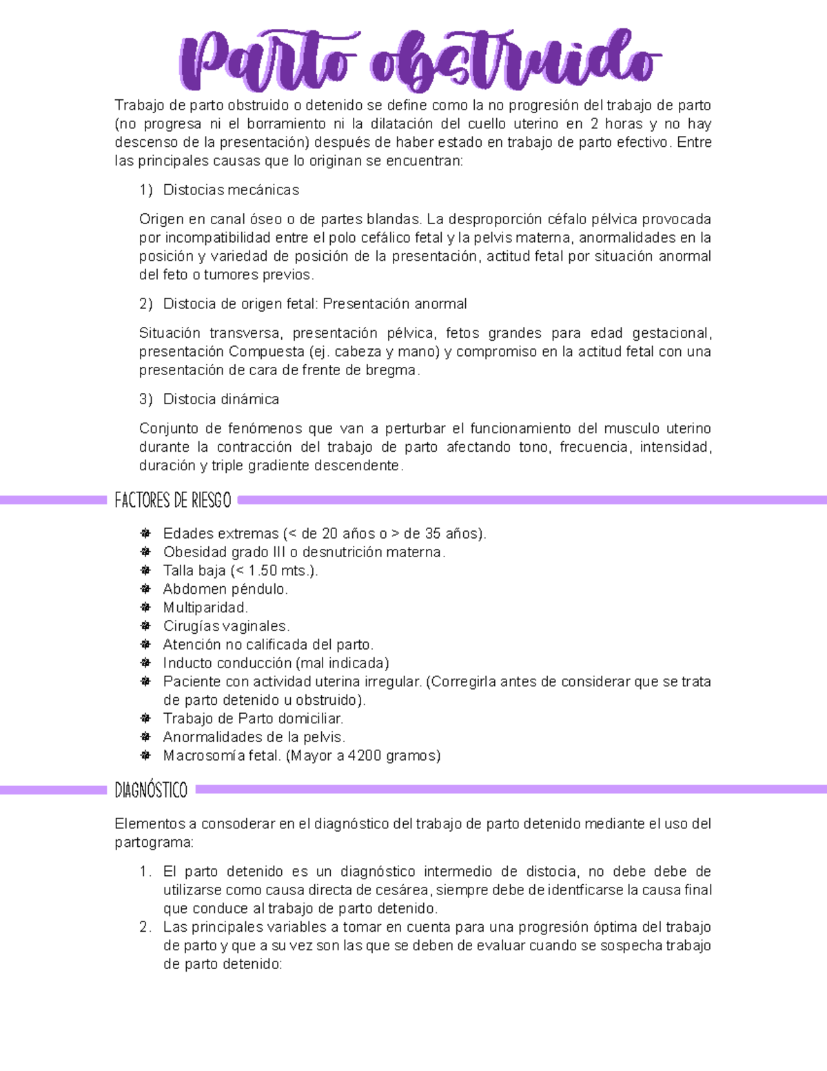 4. Parto obstruido - Trabajo de parto obstruido o detenido se define ...