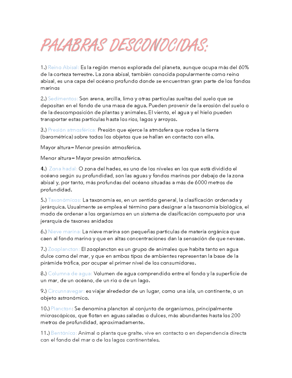 Palabras Desconocidas - PALABRAS DESCONOCIDAS: 1.) Reino Abisal: Es la ...